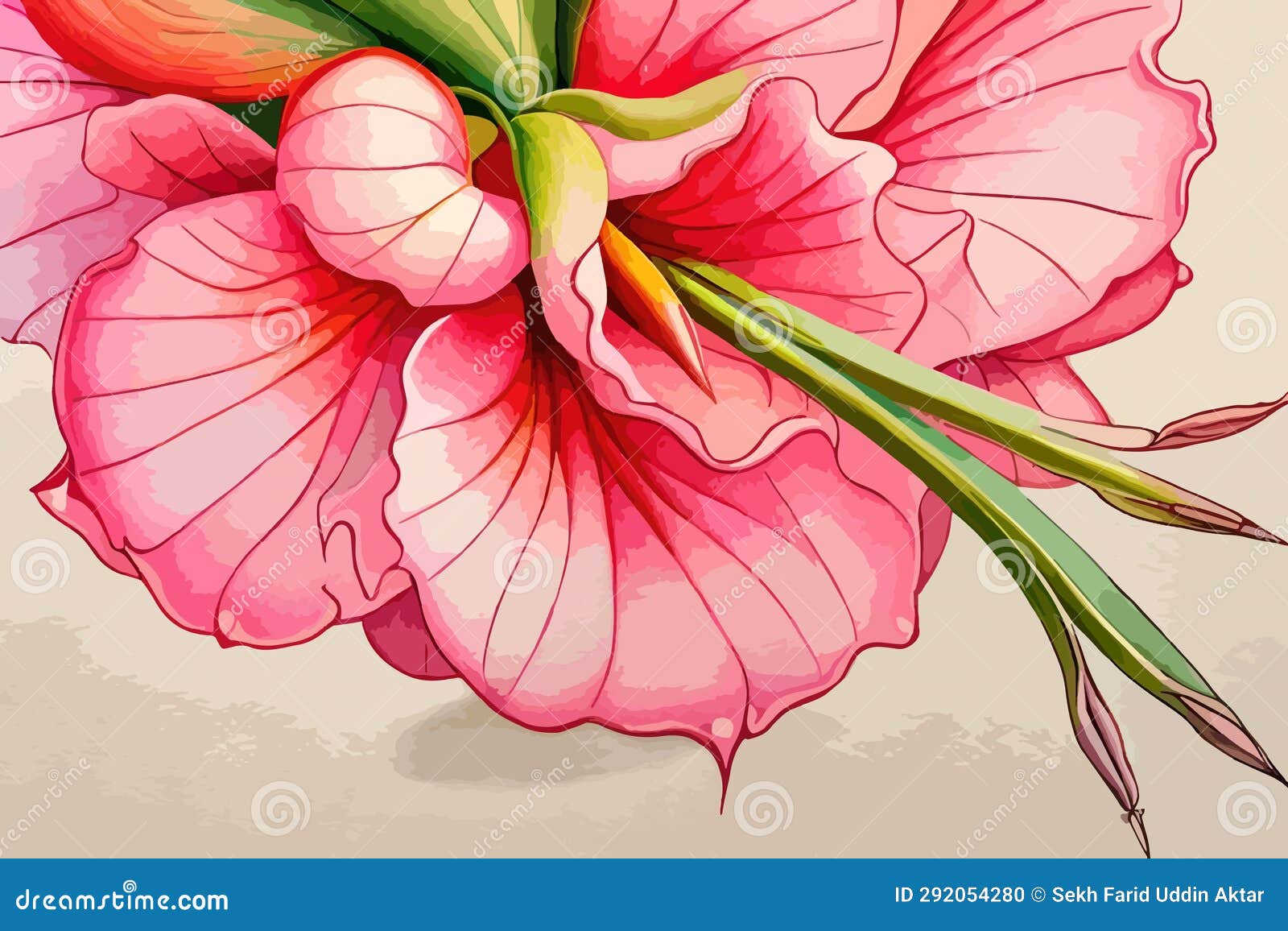 Adenium Flower Watercolor Art & Illustration Make with AI Stock ...