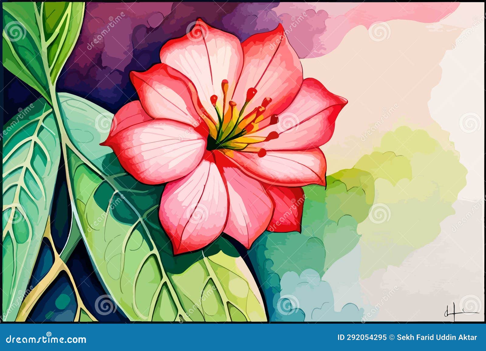 Adenium Flower Watercolor Art & Illustration Make with AI Stock Vector ...