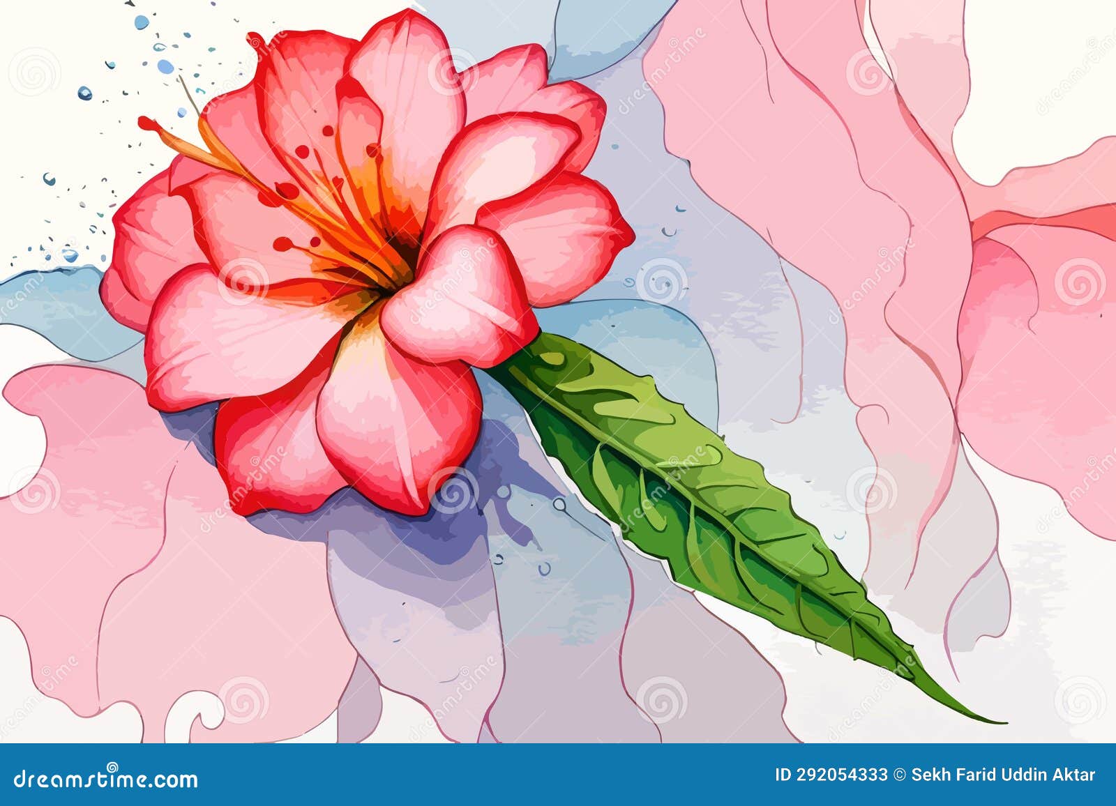 Adenium Flower Watercolor Art & Illustration Make with AI Stock Vector ...
