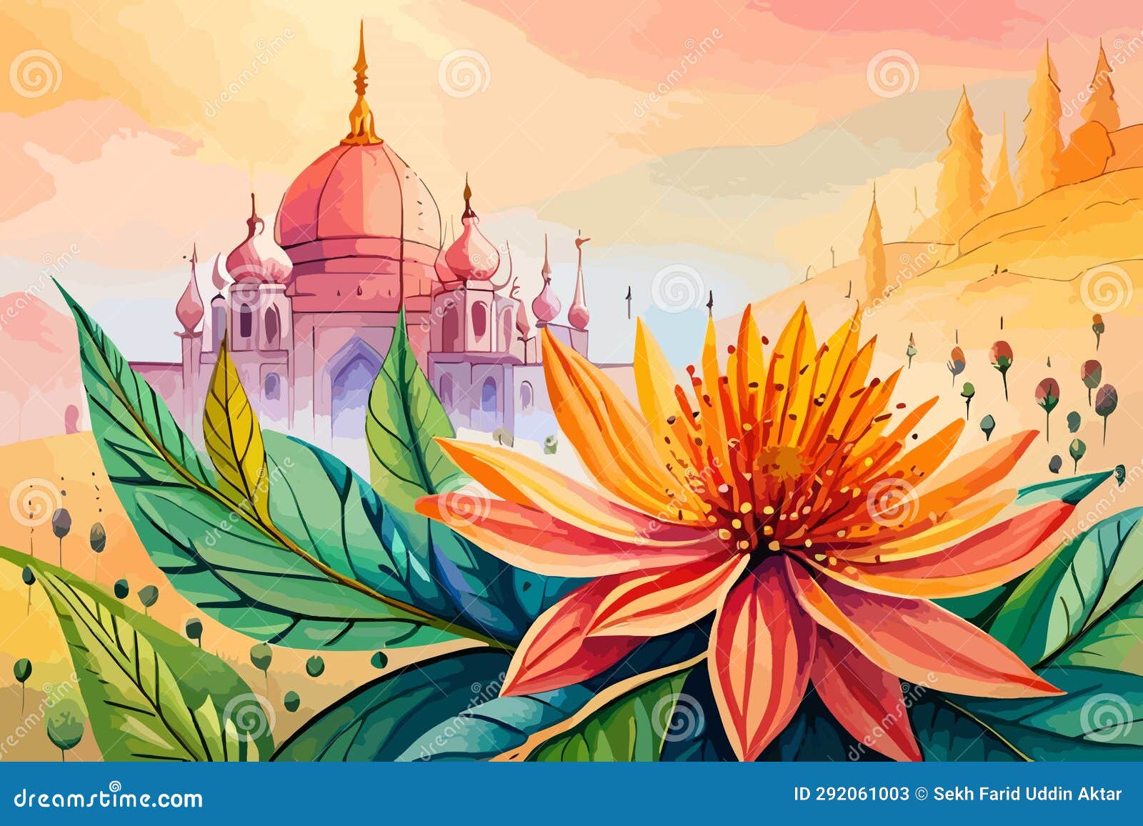 Ashoka Flower Watercolor Illustration Made with Ai Stock Vector ...