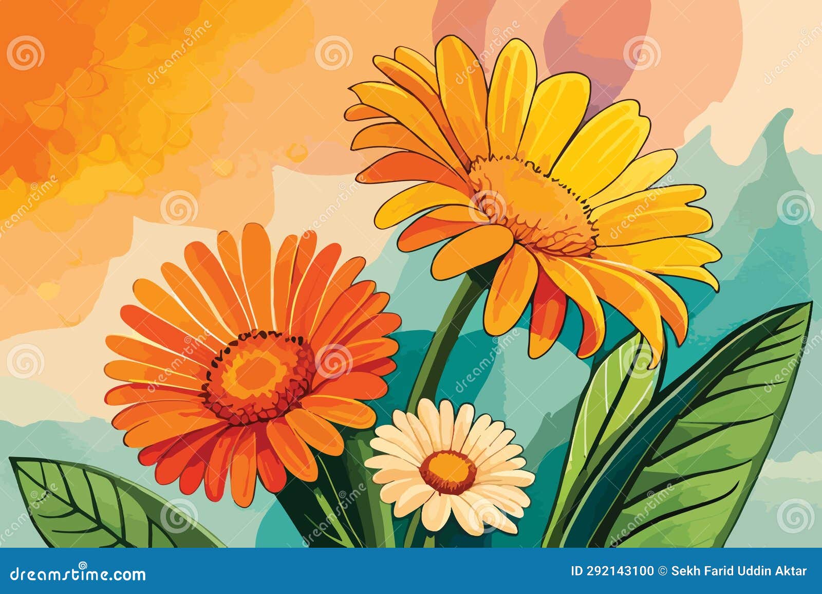 Calendula Flower Watercolor Illustration Made with Ai Stock ...