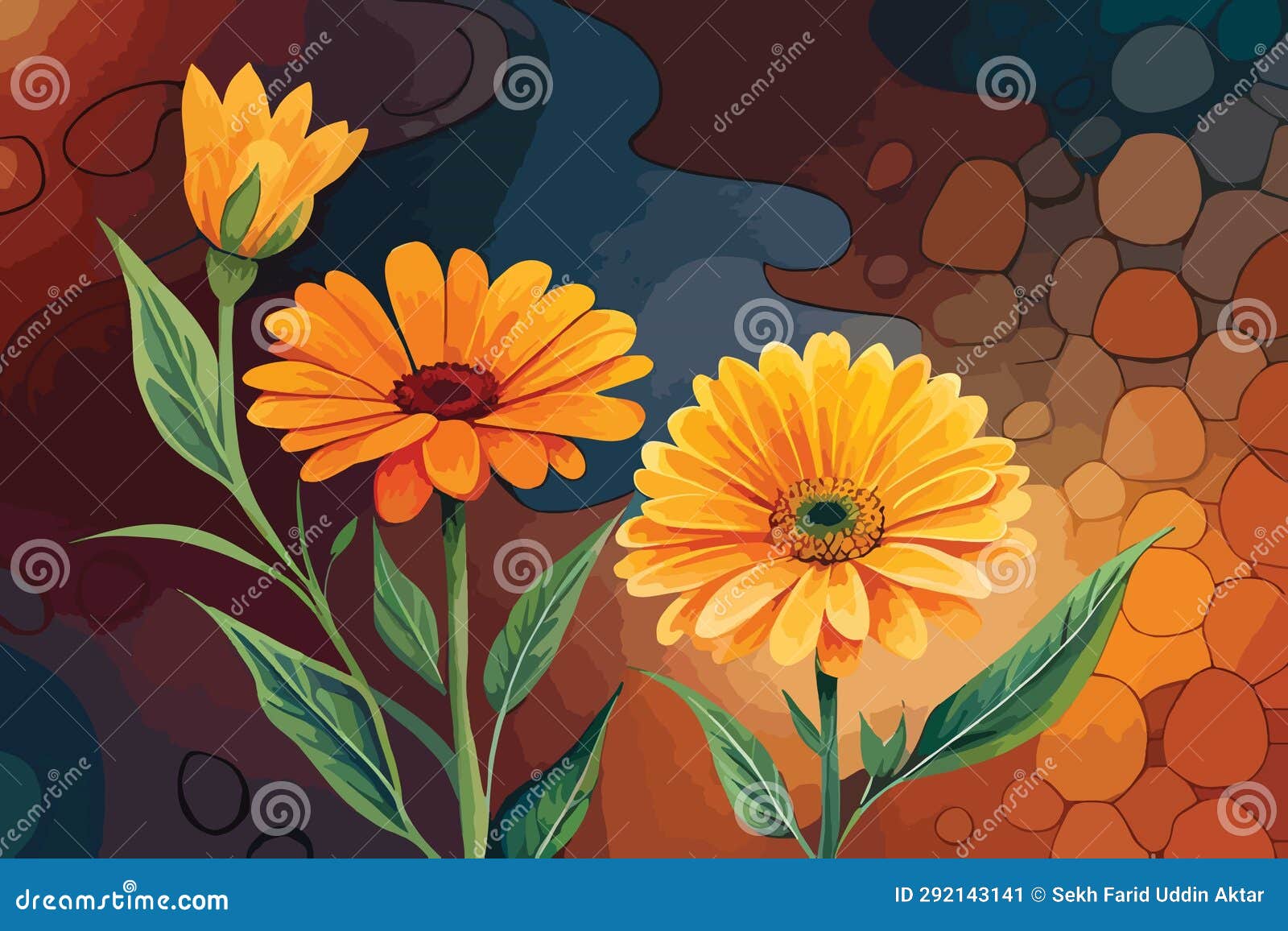 Calendula Flower Watercolor Illustration Made with Ai Stock Vector ...