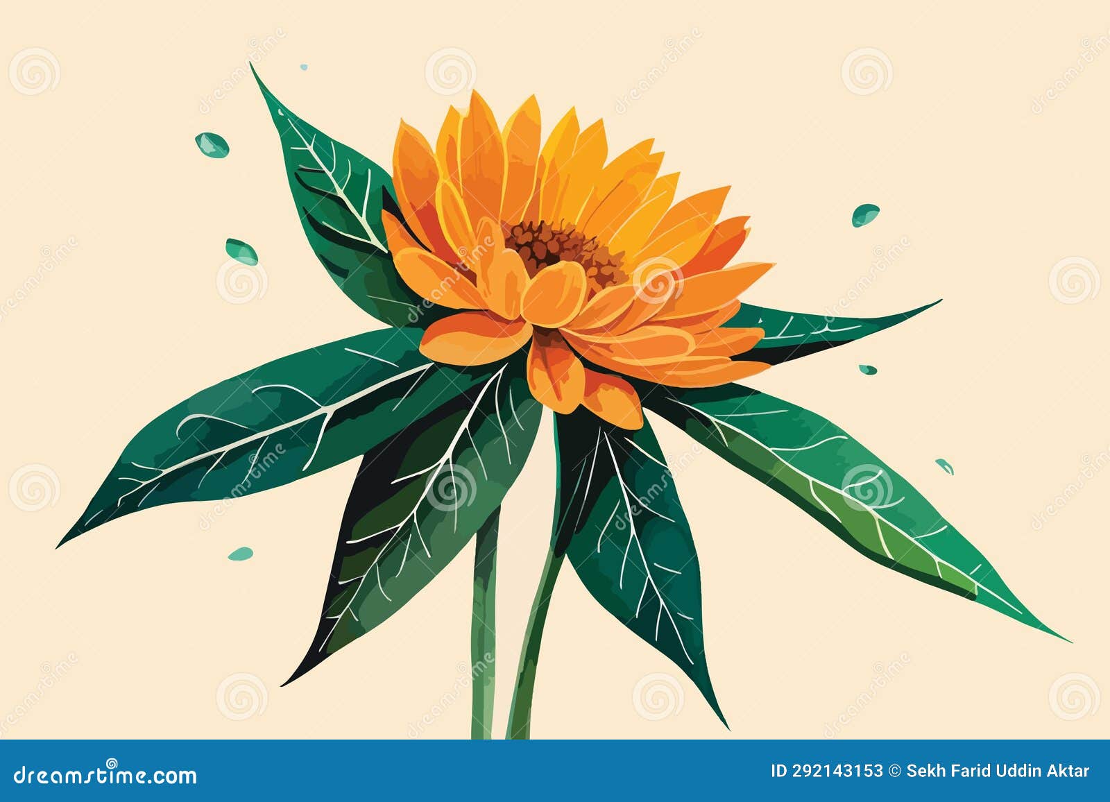 Calendula Flower Watercolor Illustration Made with Ai Stock Vector ...