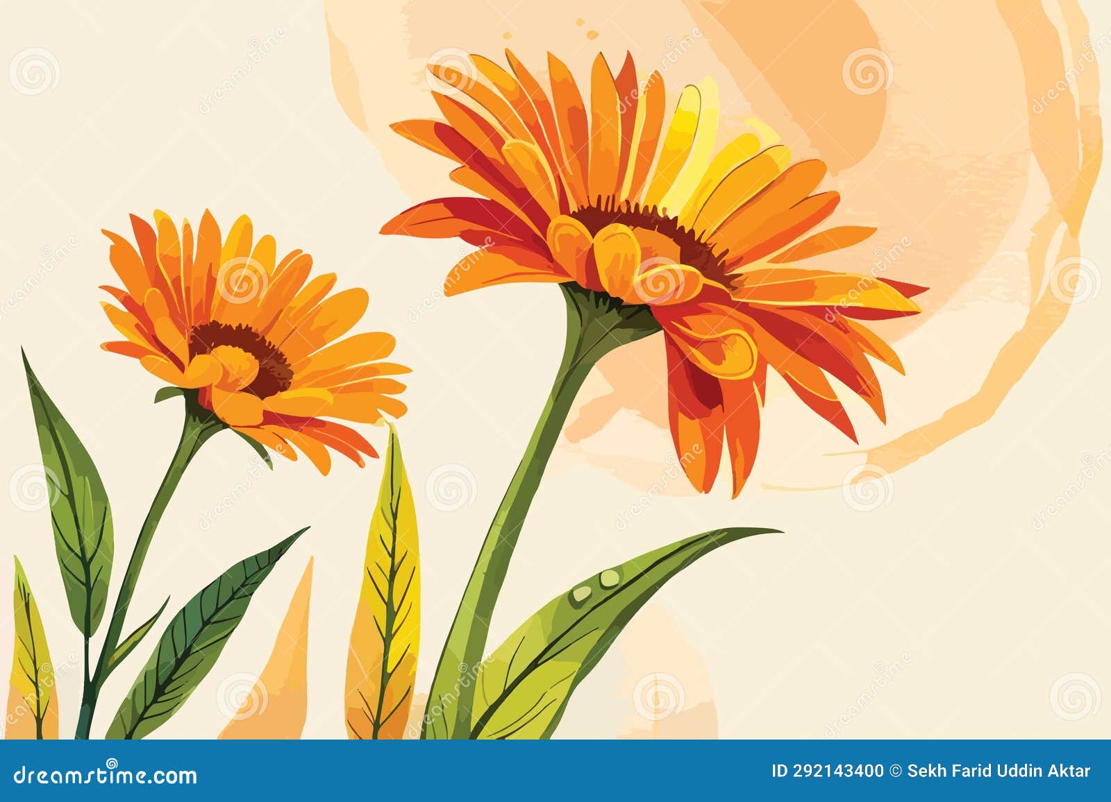 Calendula Flower Watercolor Illustration Made with Ai Stock Vector ...