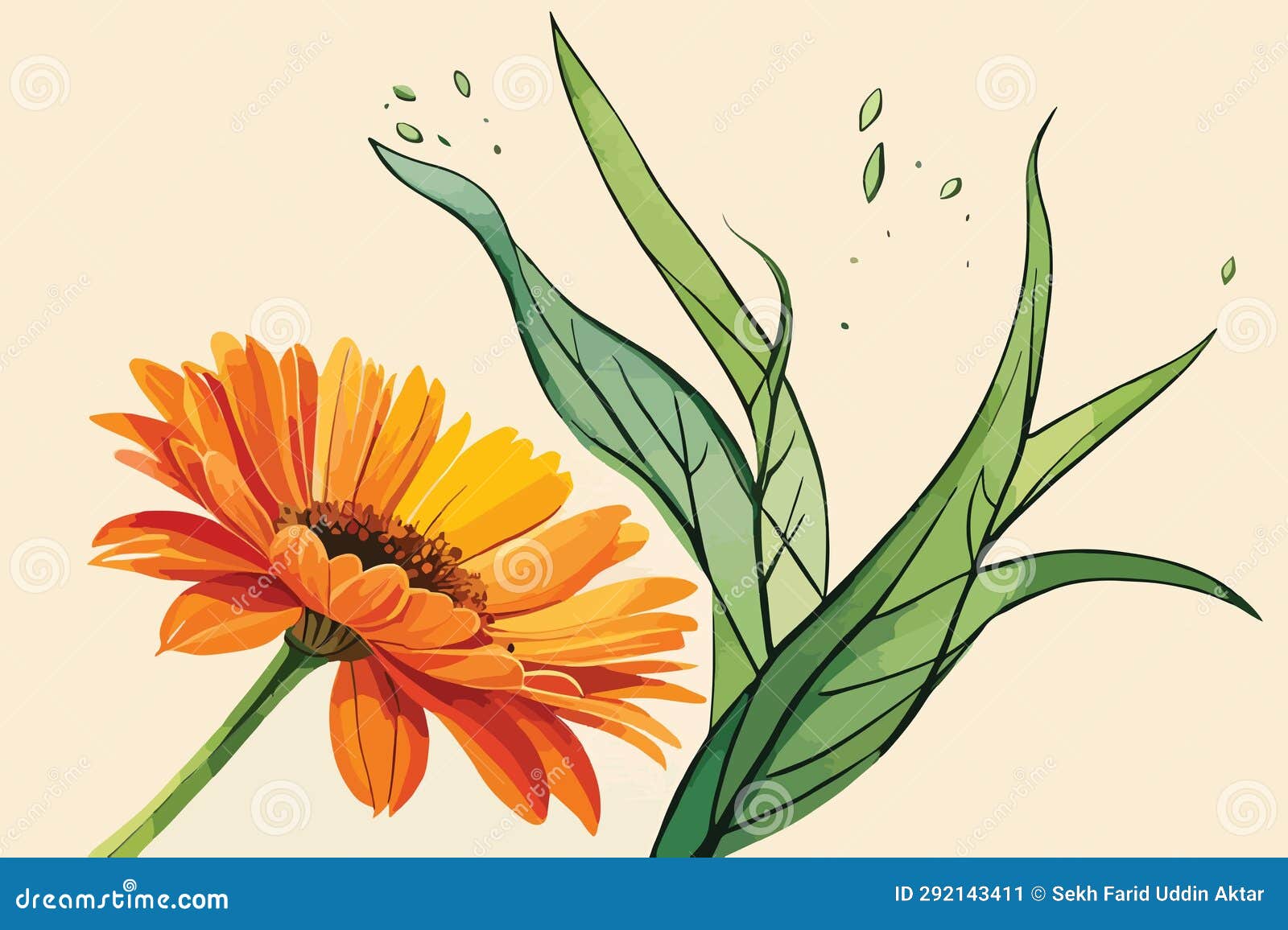 Calendula Flower Watercolor Illustration Made with Ai Stock Vector ...