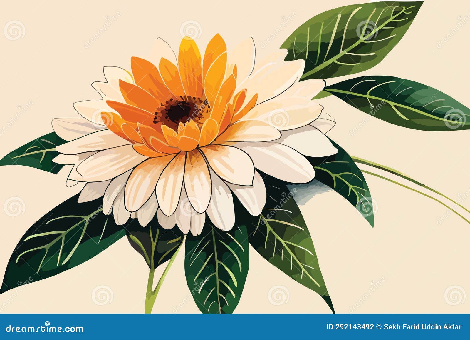 Calendula Flower Watercolor Illustration Made with Ai Stock Vector ...