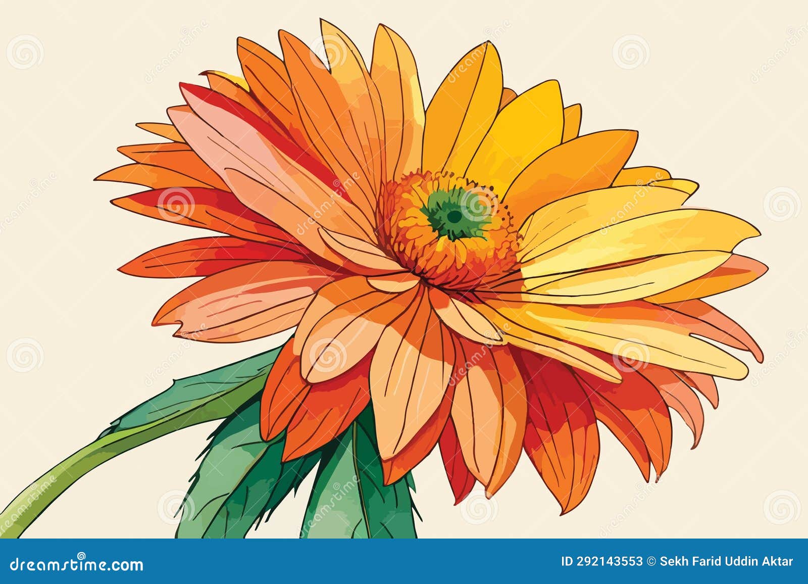 Calendula Flower Watercolor Illustration Made with Ai Stock Vector ...