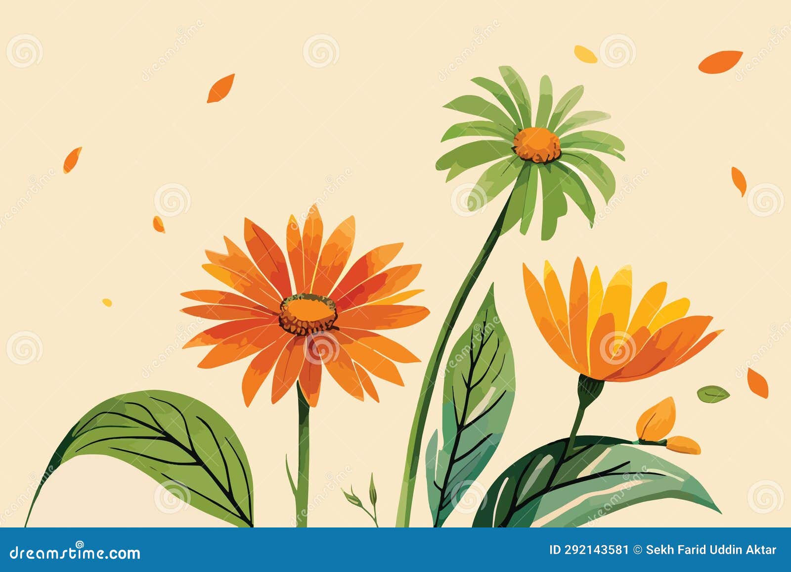 Calendula Flower Watercolor Illustration Made with Ai Stock ...
