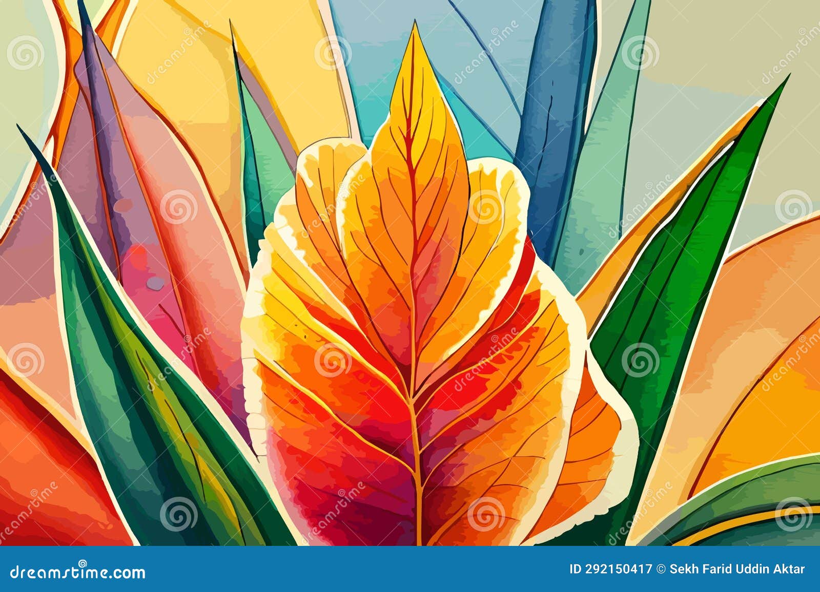 Canna Flower Watercolor Illustration Made with Ai Stock Vector ...