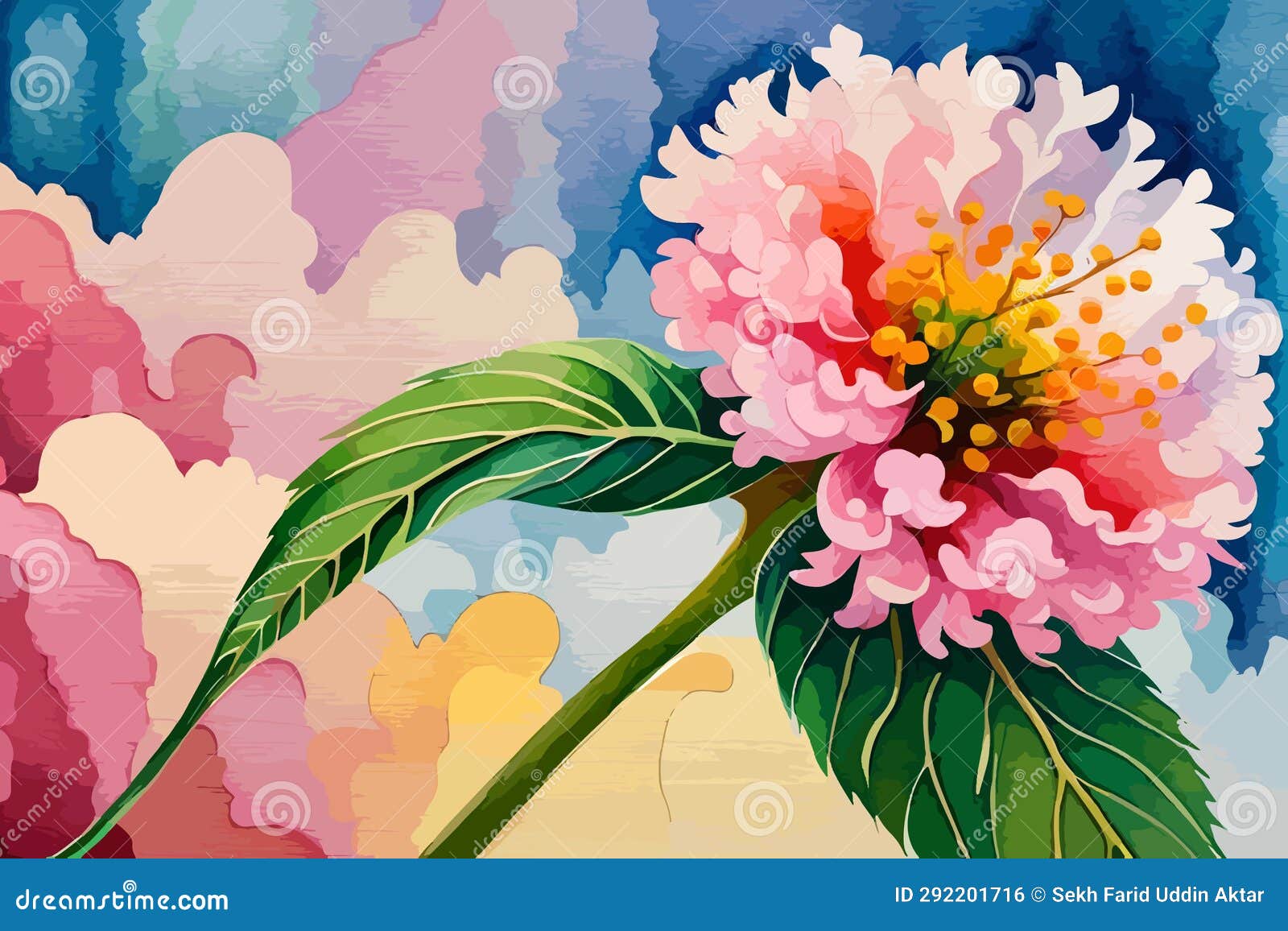 Cockscomb Flower Watercolor Illustration Made with Ai Stock Vector ...