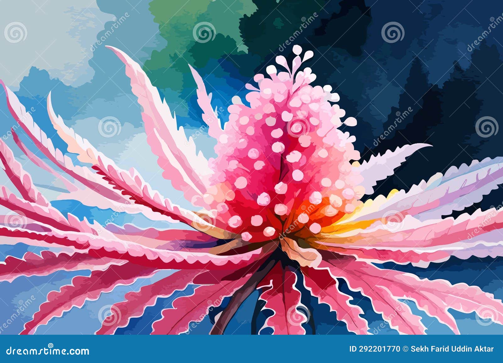 Cockscomb Flower Watercolor Illustration Made with Ai Stock Vector ...