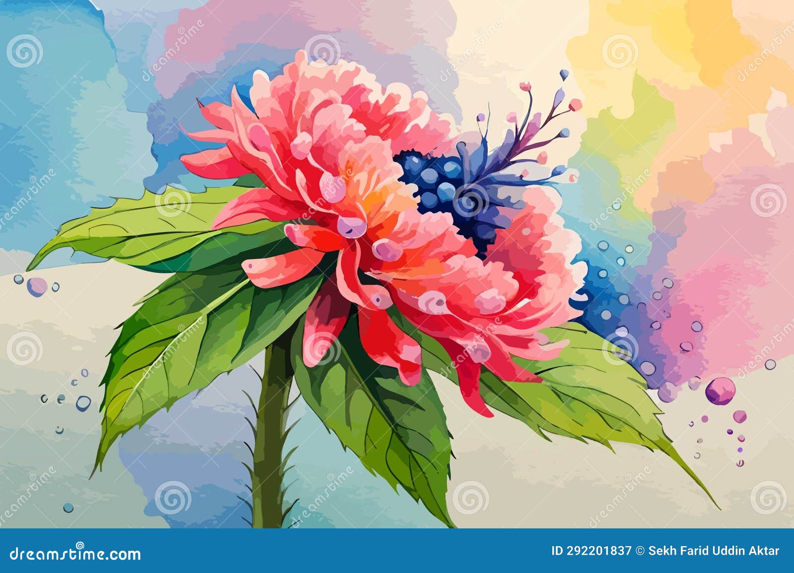 Cockscomb Flower Watercolor Illustration Made with Ai Stock Vector ...