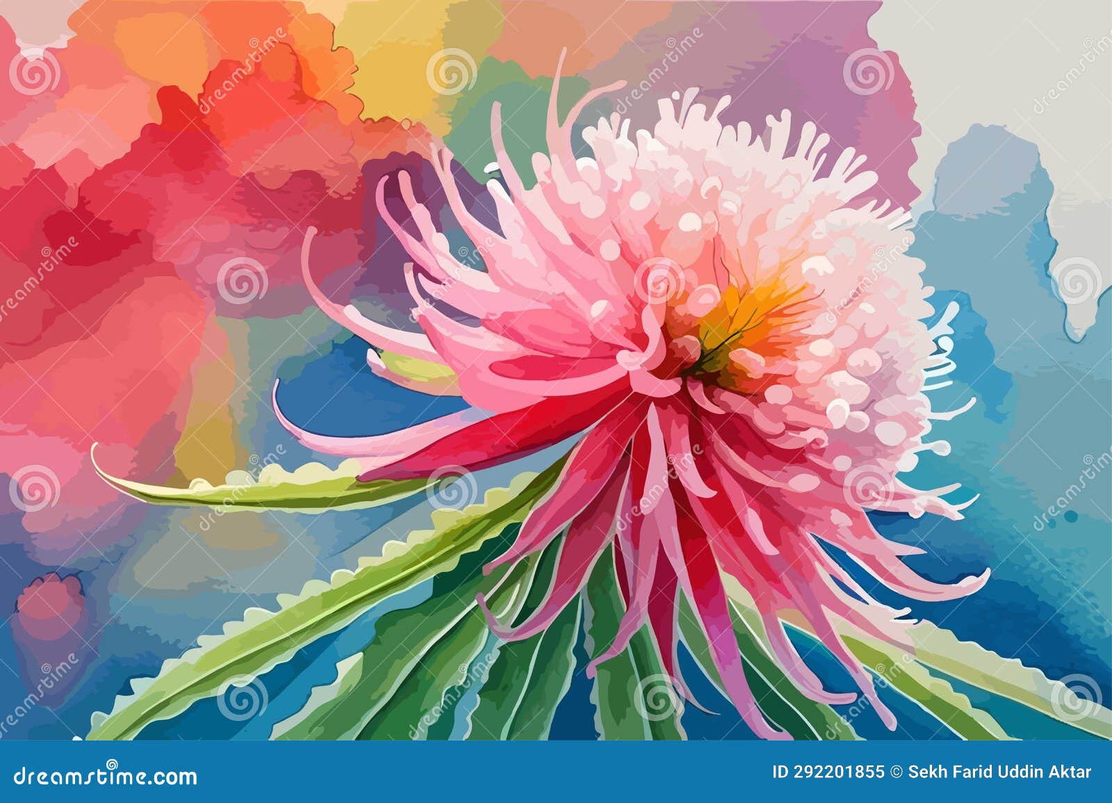 Cockscomb Flower Watercolor Illustration Made with Ai Stock Vector ...
