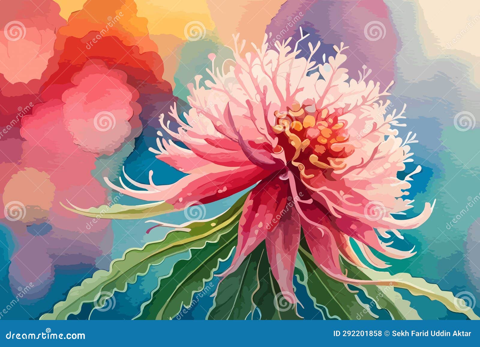 Cockscomb Flower Watercolor Illustration Made with Ai Stock Vector ...