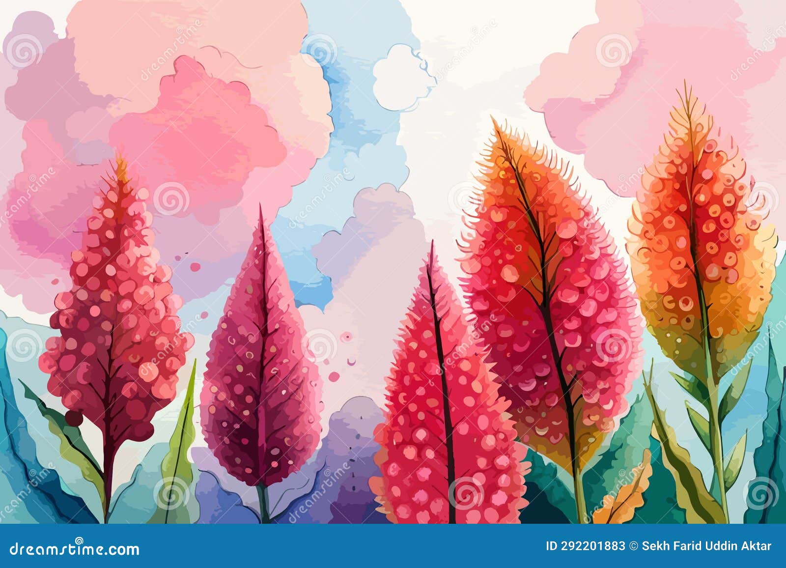 Cockscomb Flower Watercolor Illustration Made with Ai Stock Vector ...