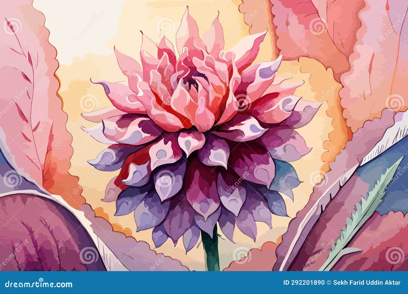 Cockscomb Flower Watercolor Illustration Made with Ai Stock Vector ...