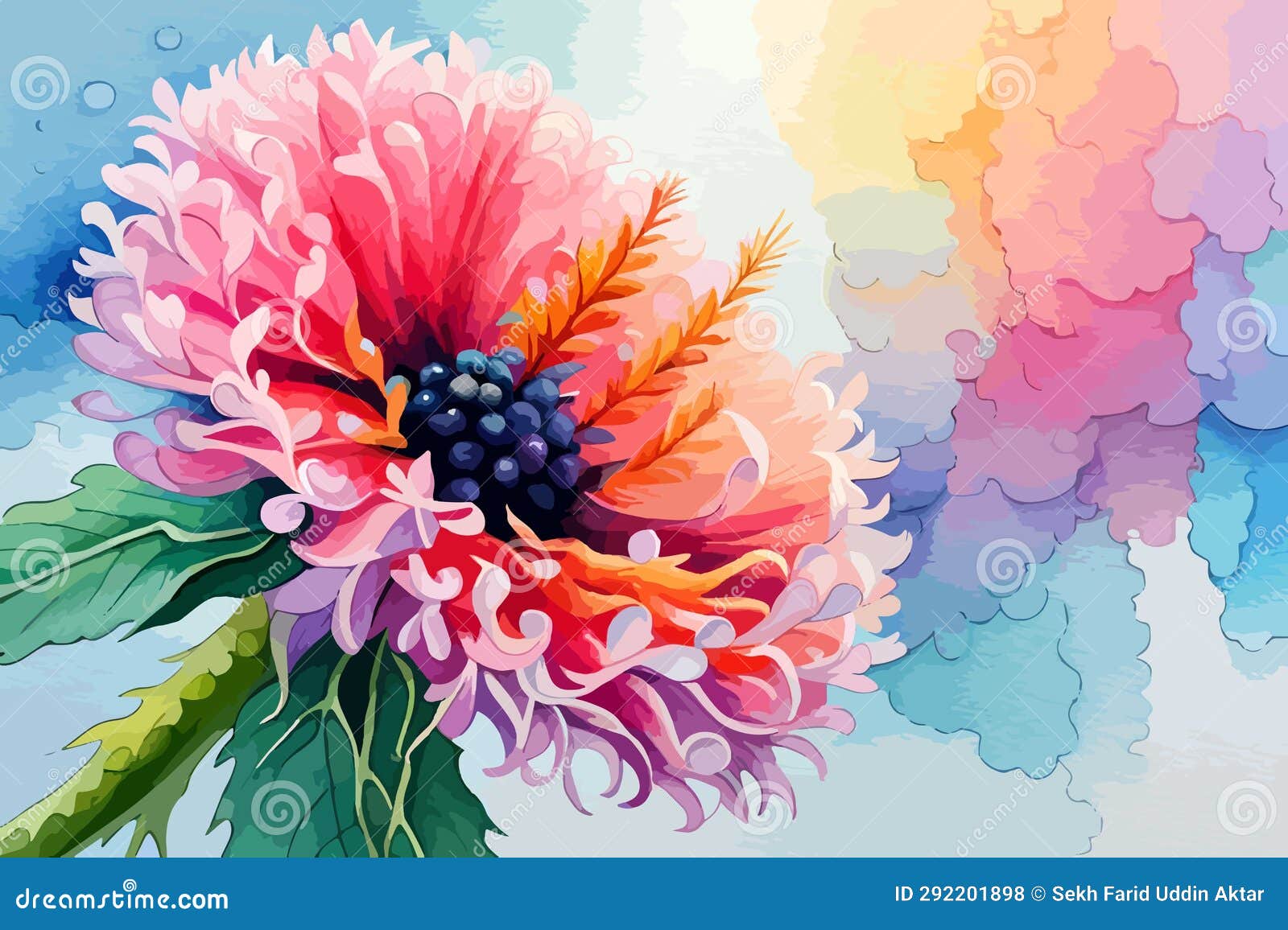 Cockscomb Flower Watercolor Illustration Made with Ai Stock Vector ...