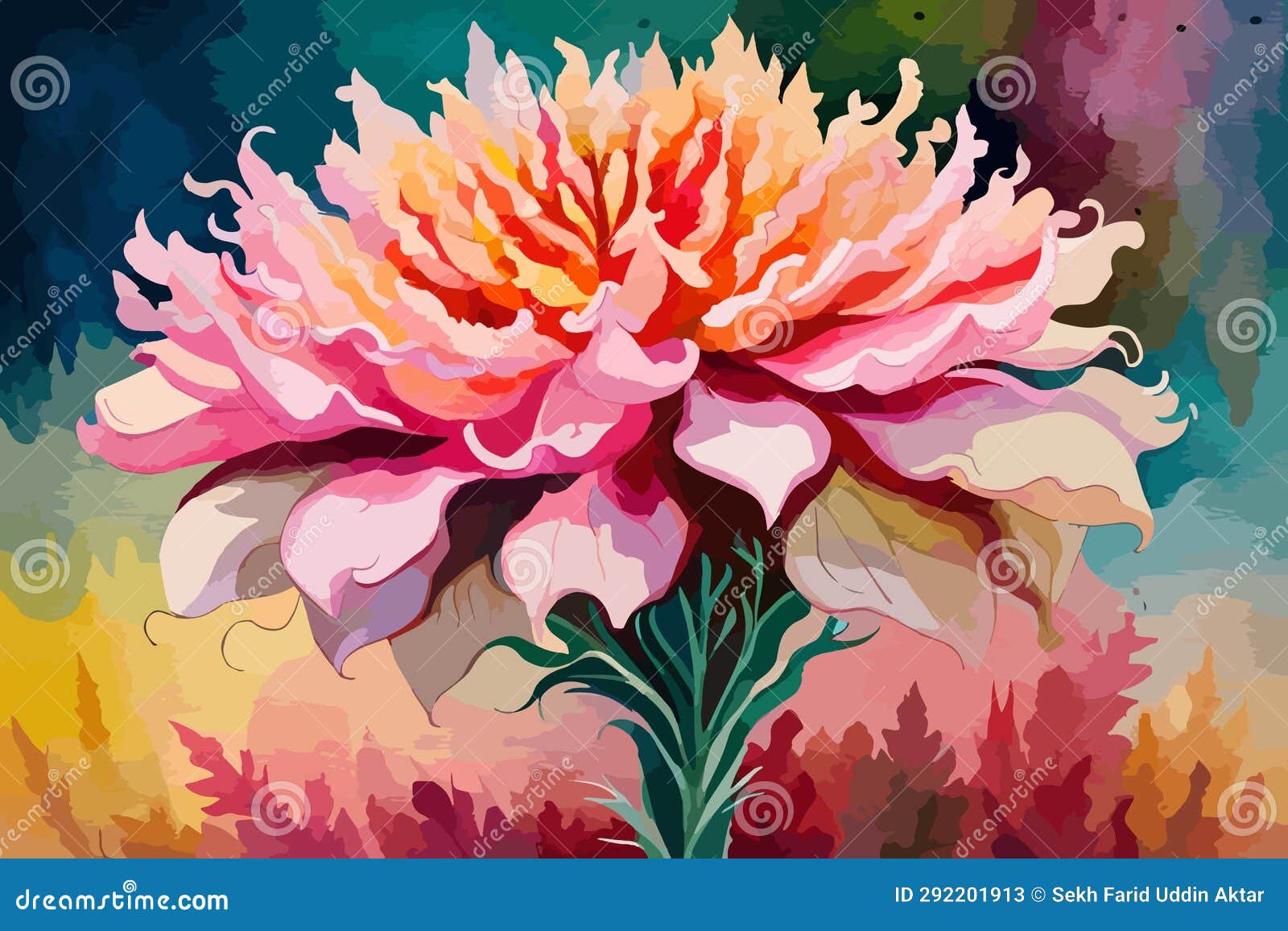 Cockscomb Flower Watercolor Illustration Made with Ai Stock Vector ...