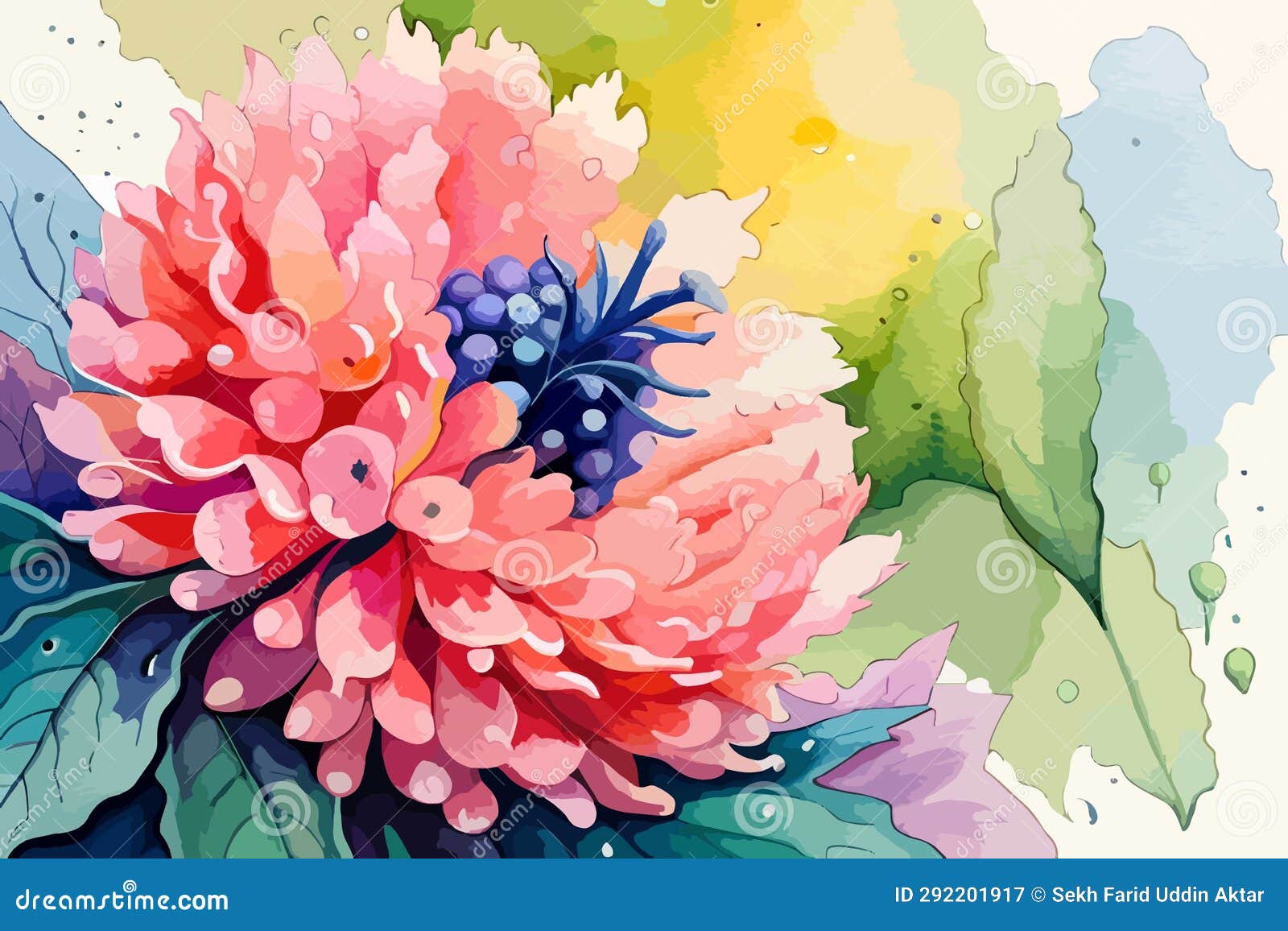 Cockscomb Flower Watercolor Illustration Made with Ai Stock Vector ...