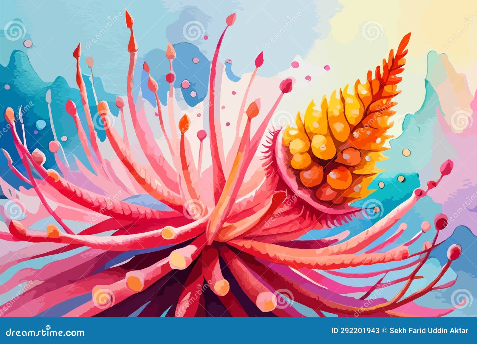 Cockscomb Flower Watercolor Illustration Made with Ai Stock Vector ...