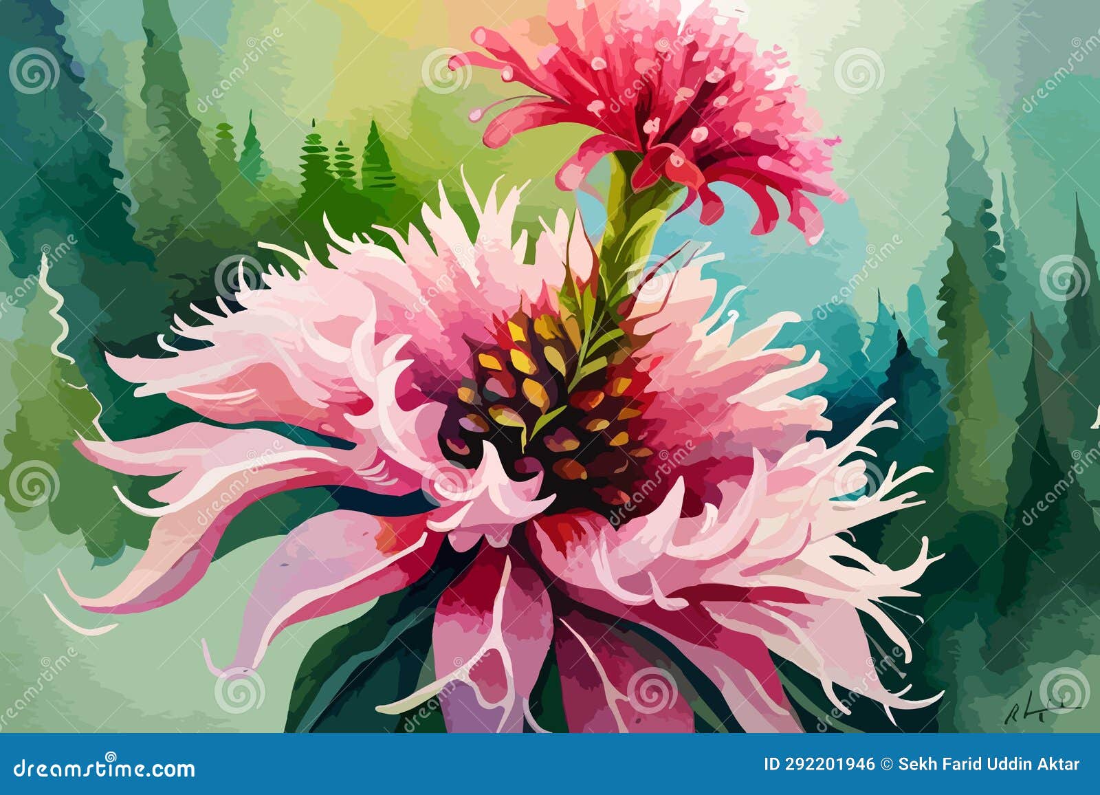 Cockscomb Flower Watercolor Illustration Made with Ai Stock Vector ...
