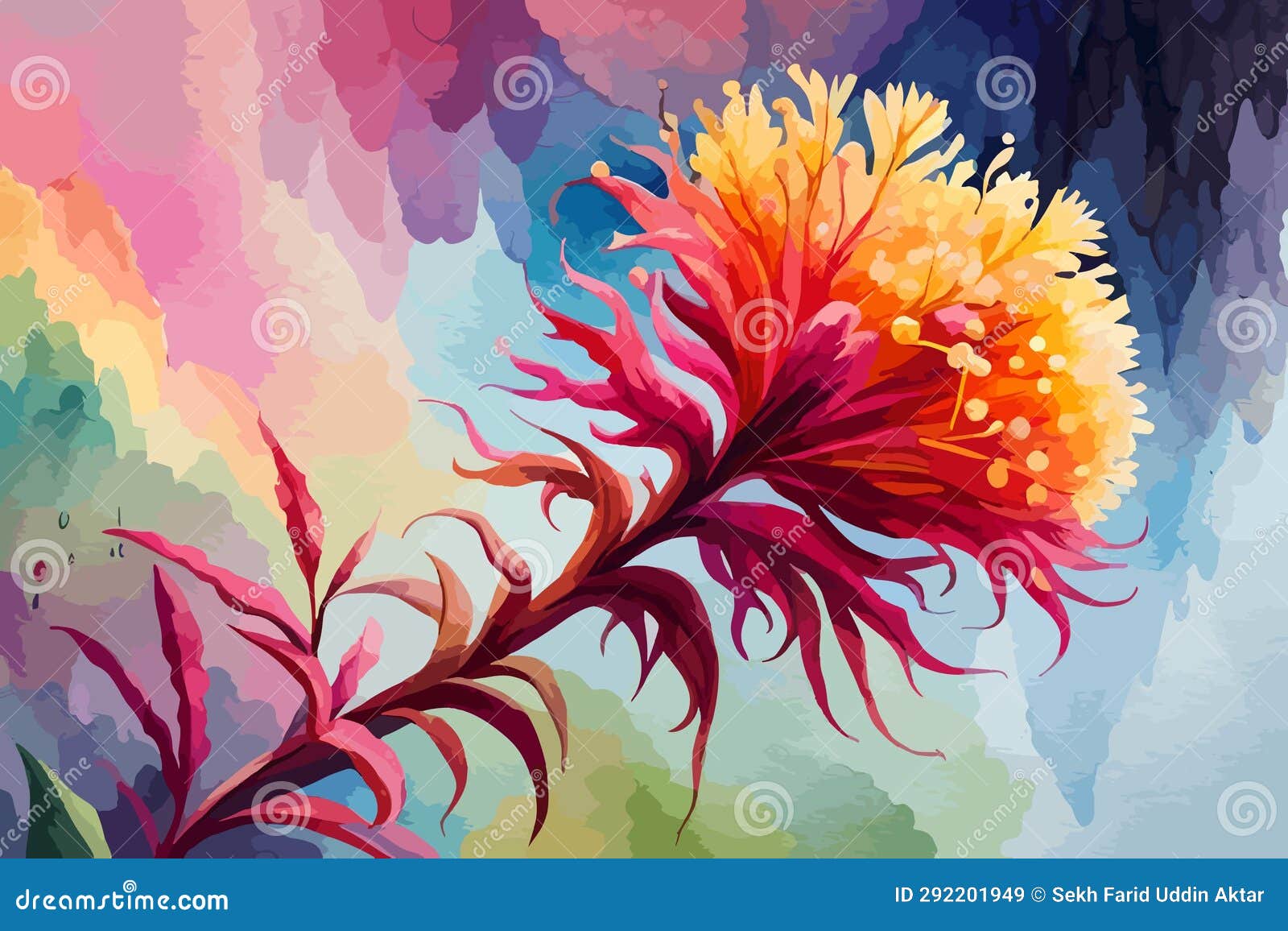 Cockscomb Flower Watercolor Illustration Made with Ai Stock Vector ...