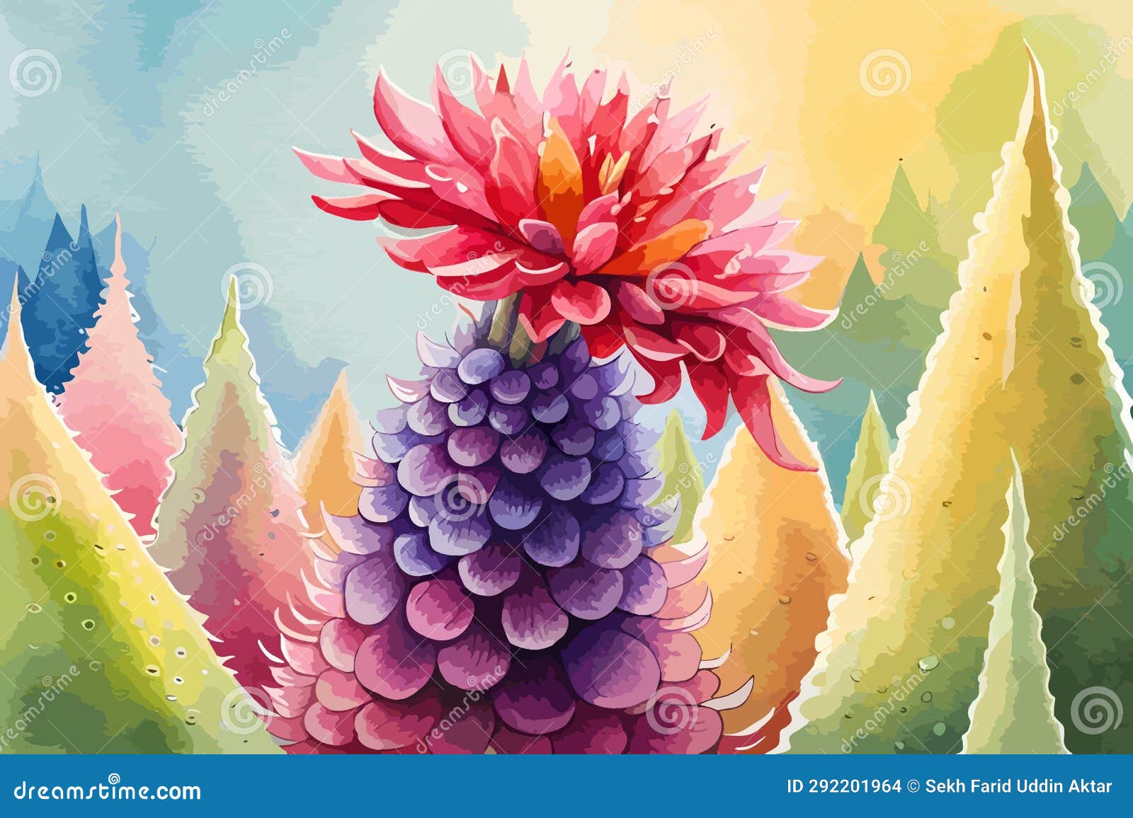 Cockscomb Flower Watercolor Illustration Made with Ai Stock Vector ...
