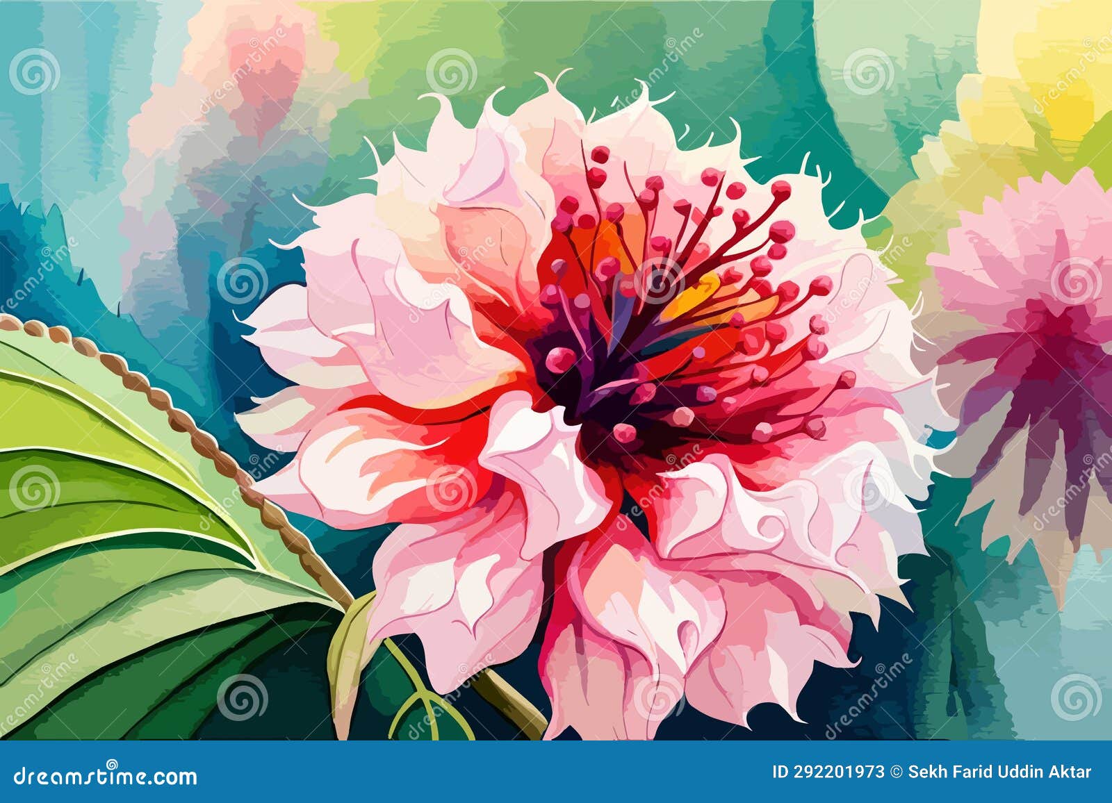 Cockscomb Flower Watercolor Illustration Made with Ai Stock Vector ...