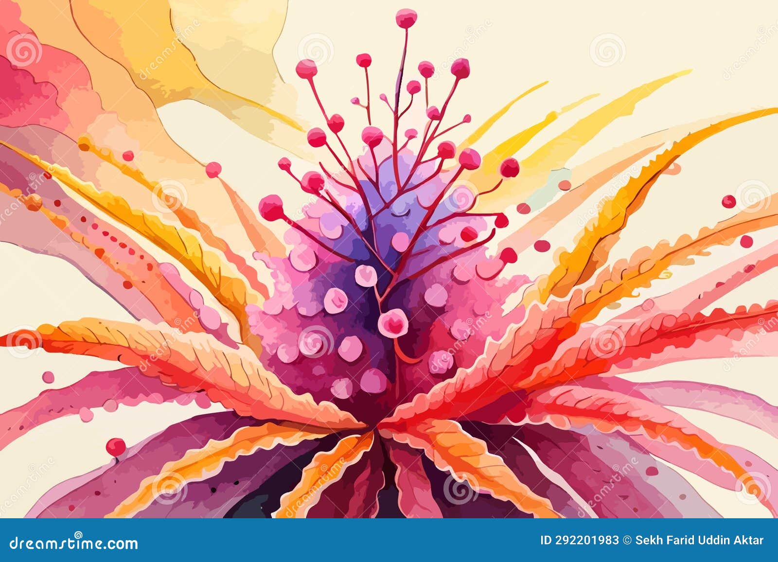 Cockscomb Flower Watercolor Illustration Made with Ai Stock Vector ...