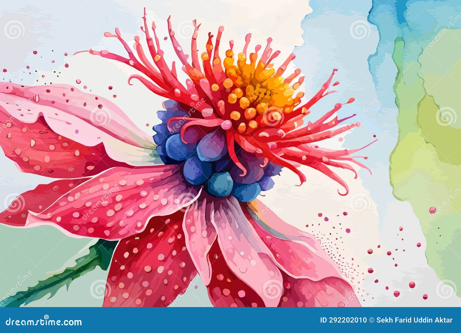 Cockscomb Flower Watercolor Illustration Made with Ai Stock Vector ...