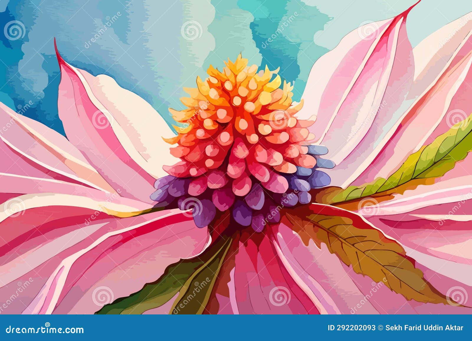 Cockscomb Flower Watercolor Illustration Made with Ai Stock Vector ...