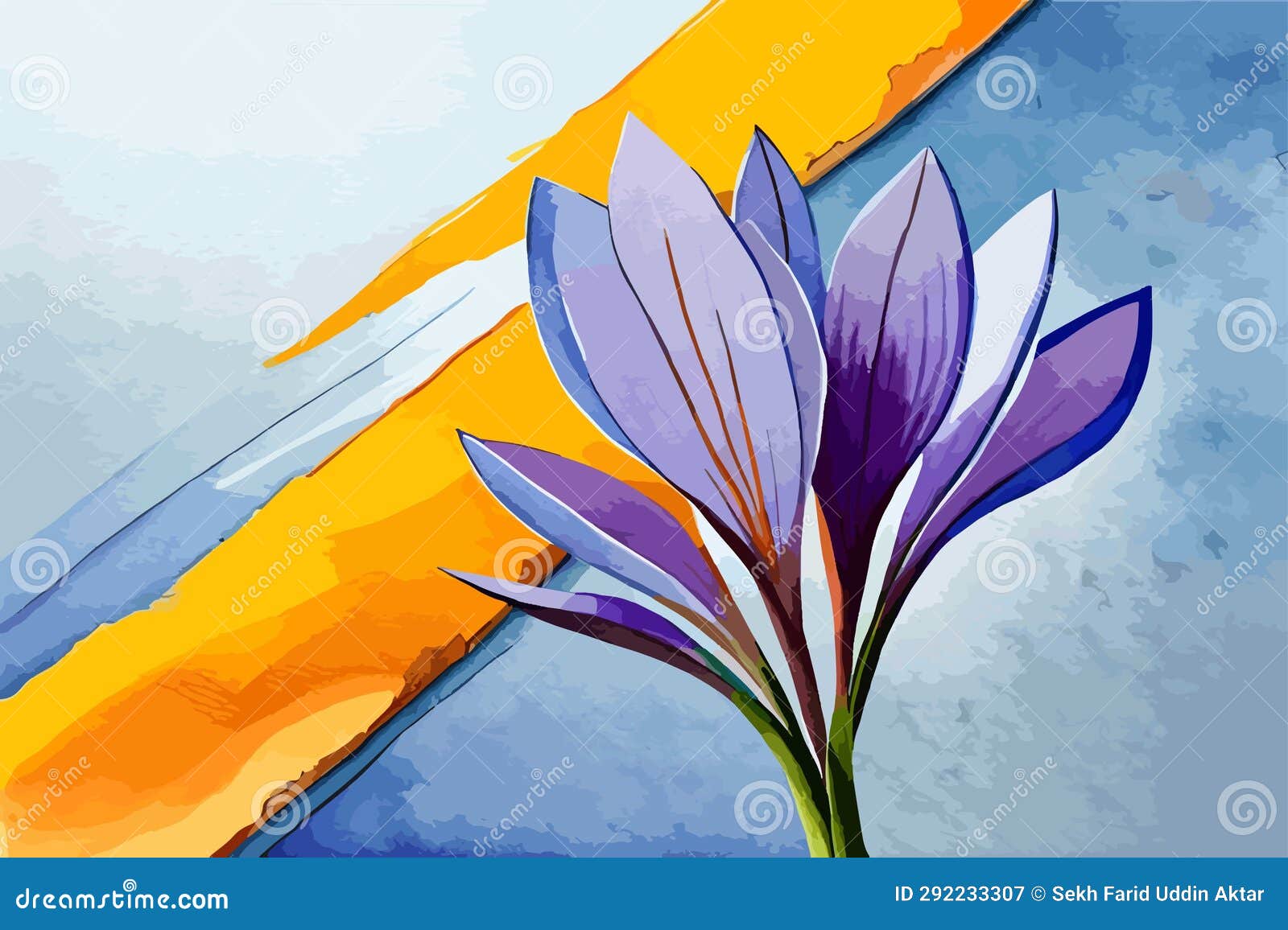 Crocus Flower Watercolor Art and Illustration Created with Ai Stock ...