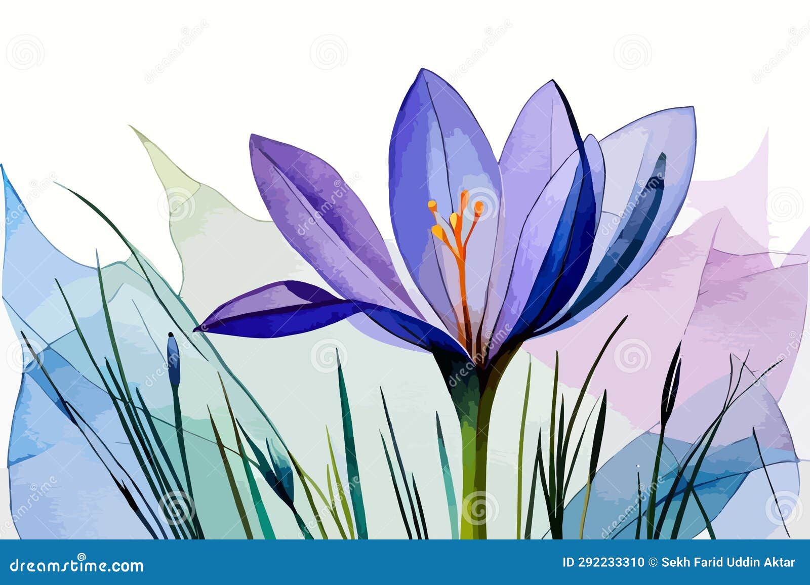 Crocus Flower Watercolor Art and Illustration Created with Ai Stock ...