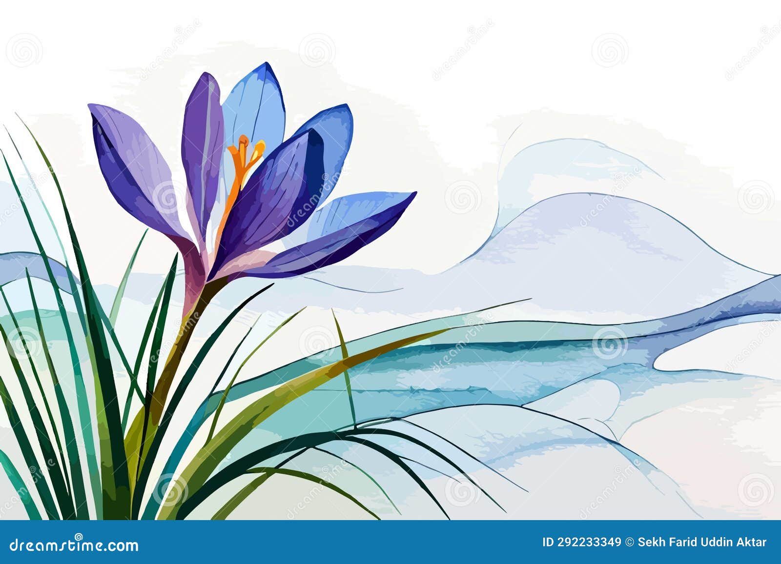 Crocus Flower Watercolor Art and Illustration Created with Ai Stock ...