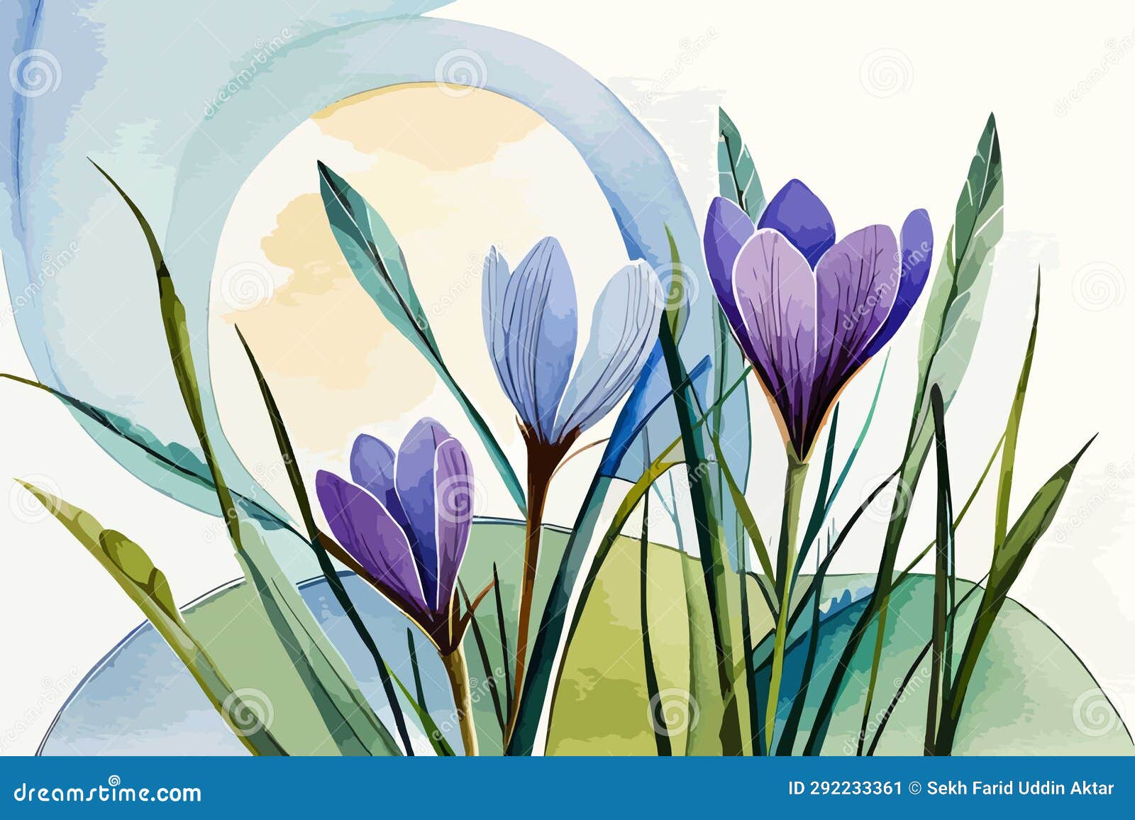Crocus Flower Watercolor Art and Illustration Created with Ai Stock ...