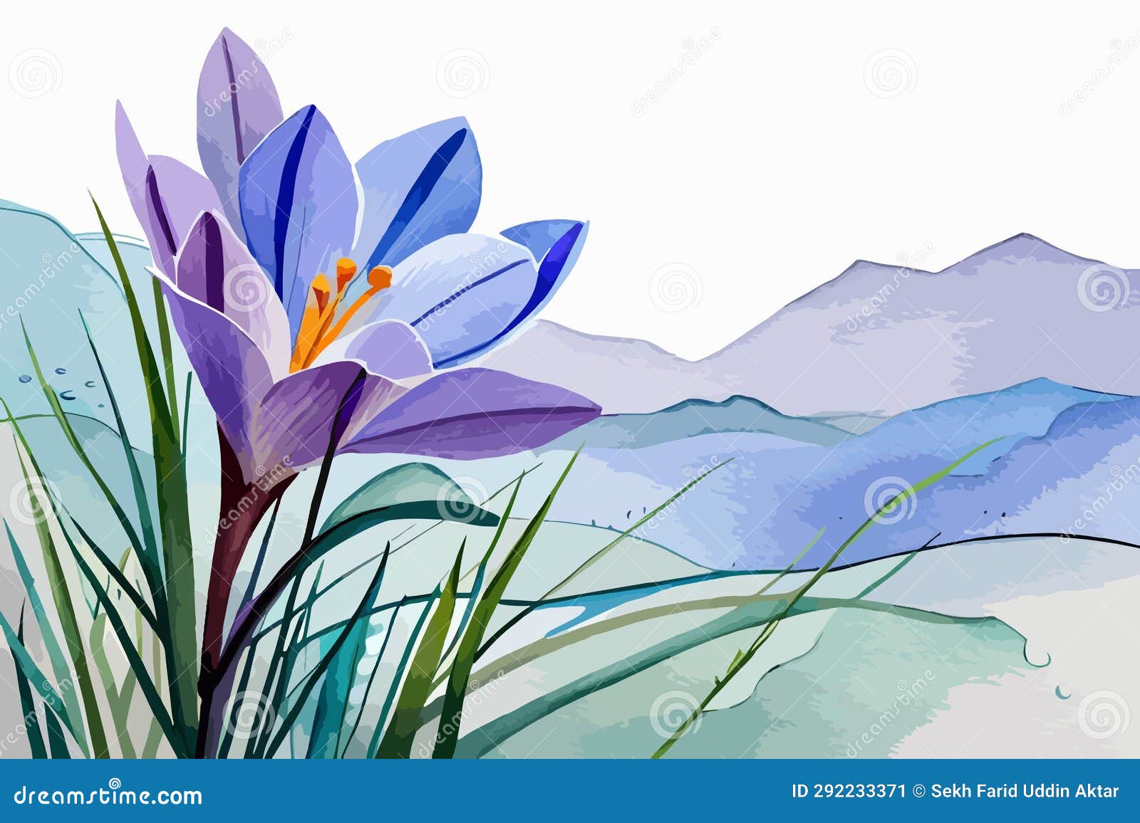Crocus Flower Watercolor Art and Illustration Created with Ai Stock ...