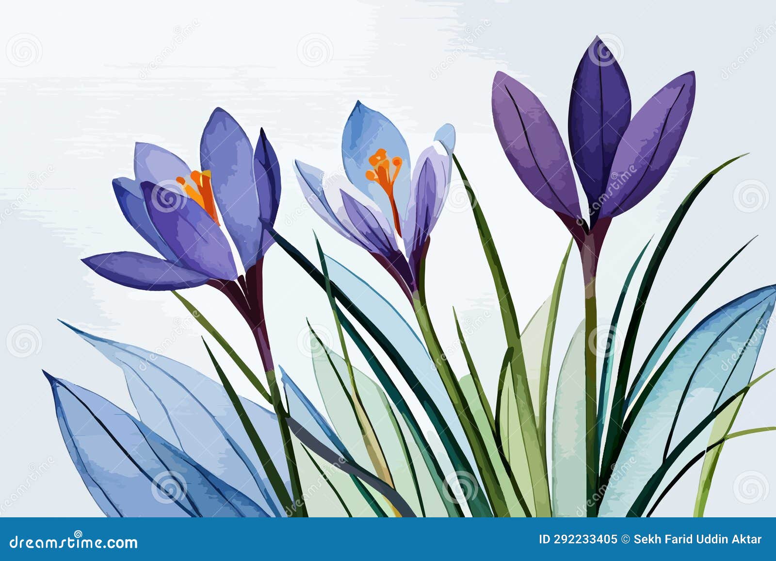 Crocus Flower Watercolor Art and Illustration Created with Ai Stock ...