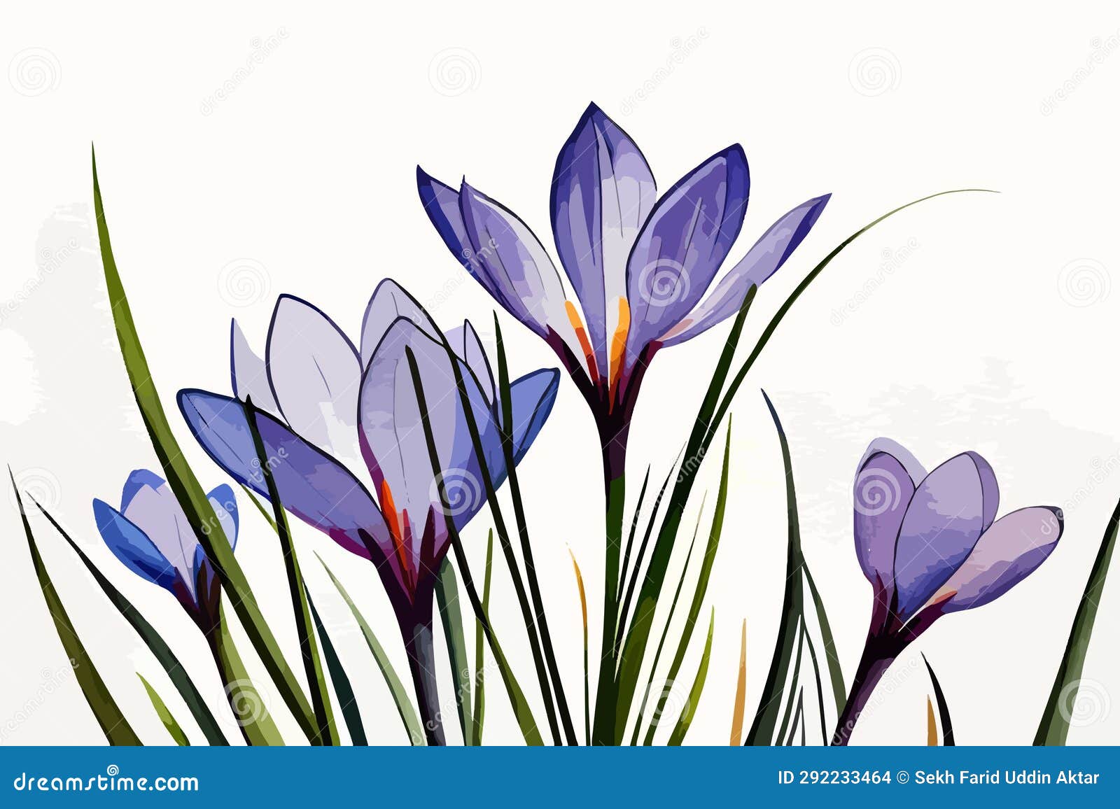 Crocus Flower Watercolor Art and Illustration Created with Ai Stock ...