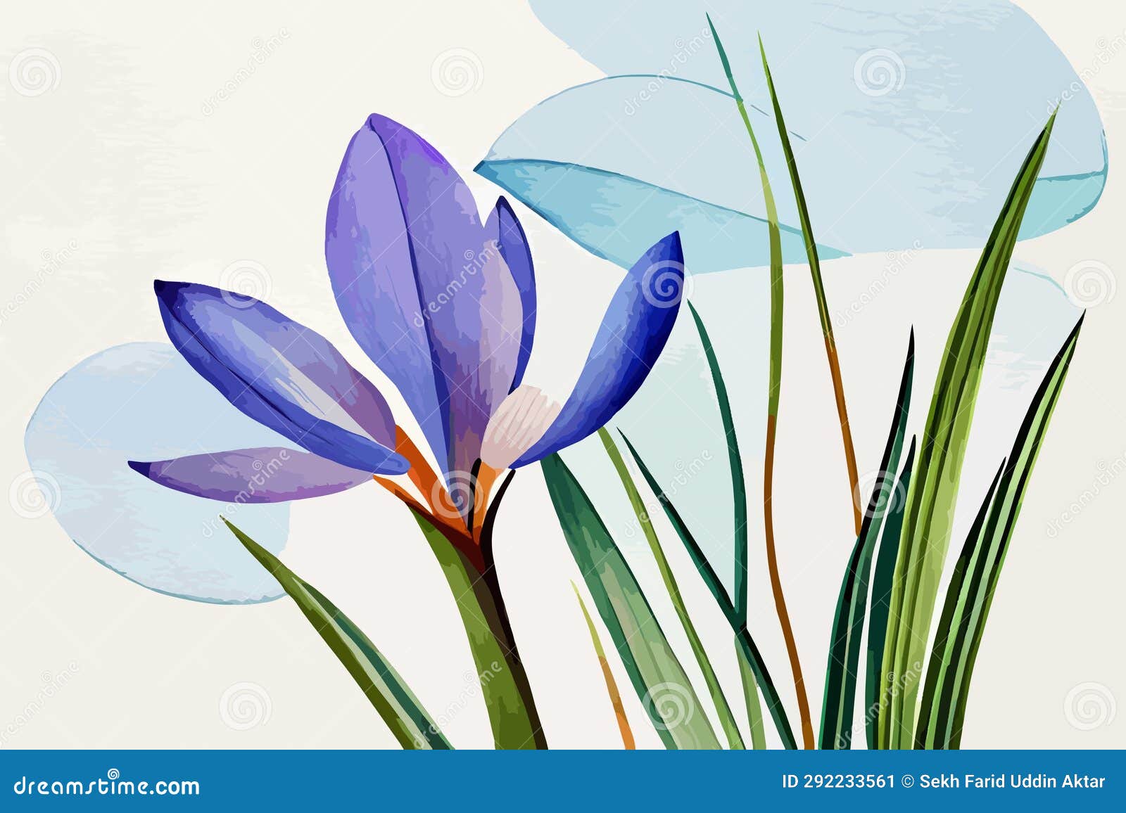 Crocus Flower Watercolor Art and Illustration Created with Ai Stock ...