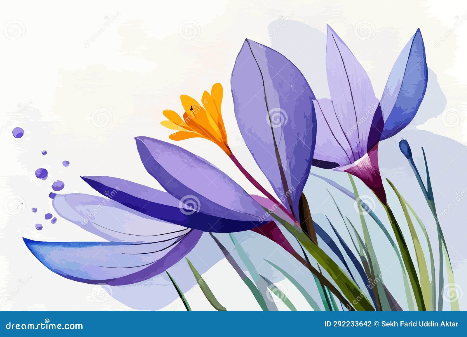 Crocus Flower Watercolor Art and Illustration Created with Ai Stock ...