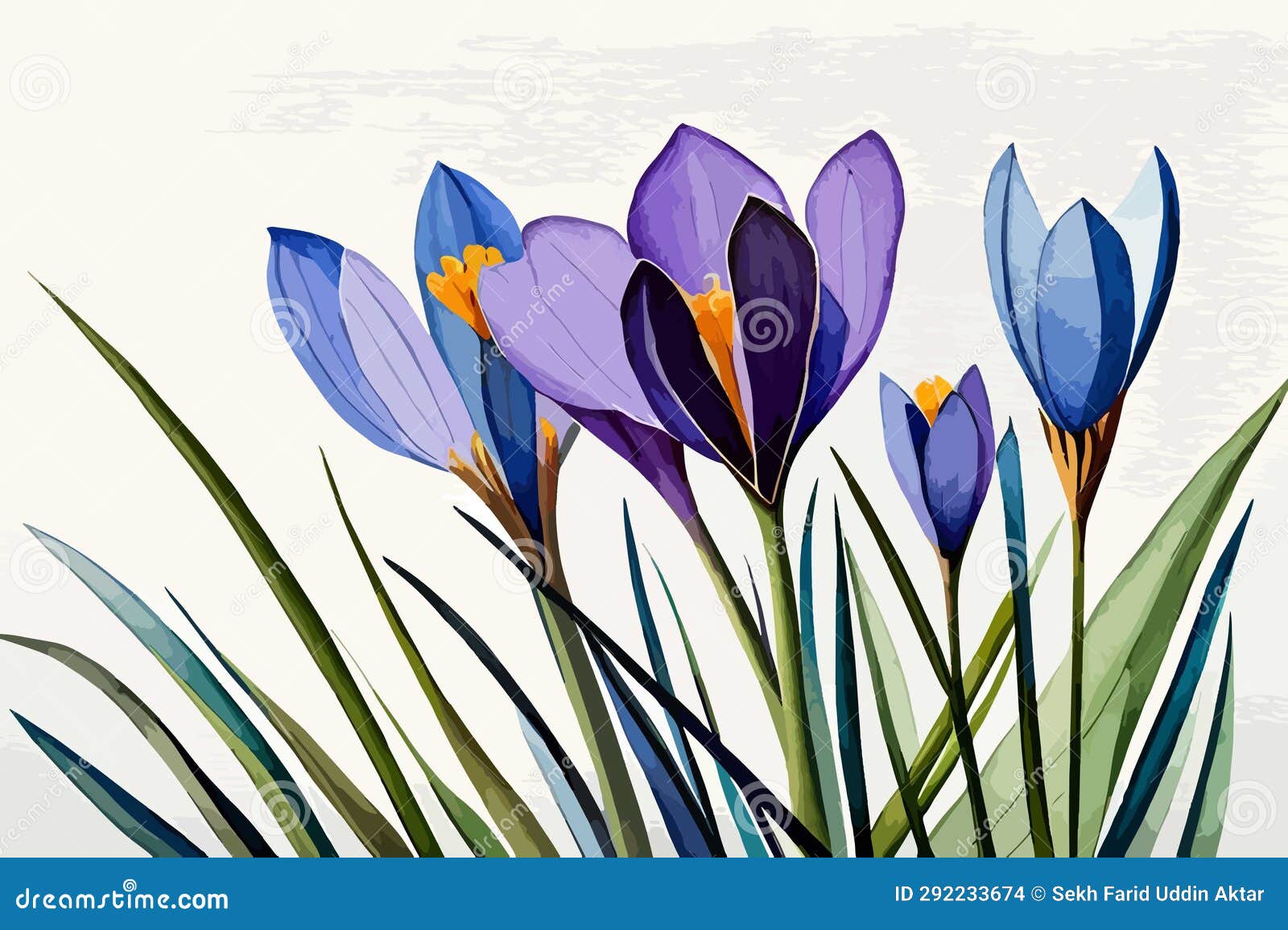 Crocus Flower Watercolor Art and Illustration Created with Ai Stock ...