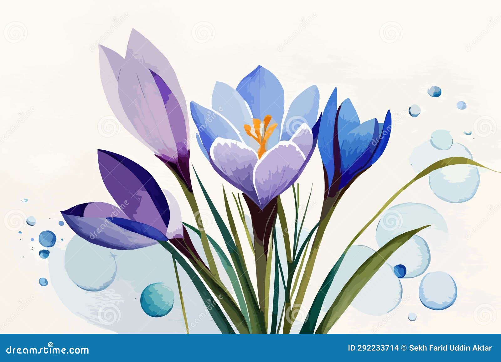 Crocus Flower Watercolor Art and Illustration Created with Ai Stock ...