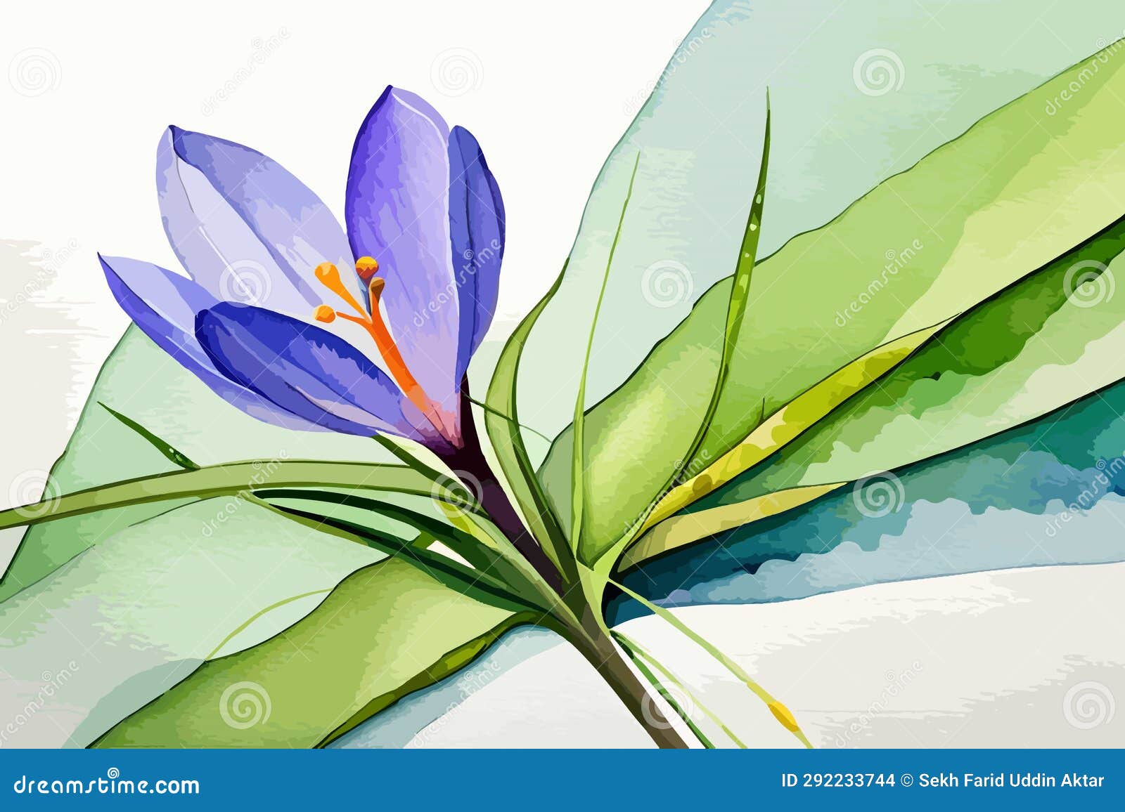 Crocus Flower Watercolor Art and Illustration Created with Ai Stock ...