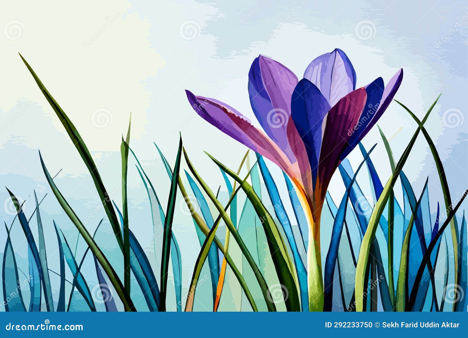Crocus Flower Watercolor Art and Illustration Created with Ai Stock ...