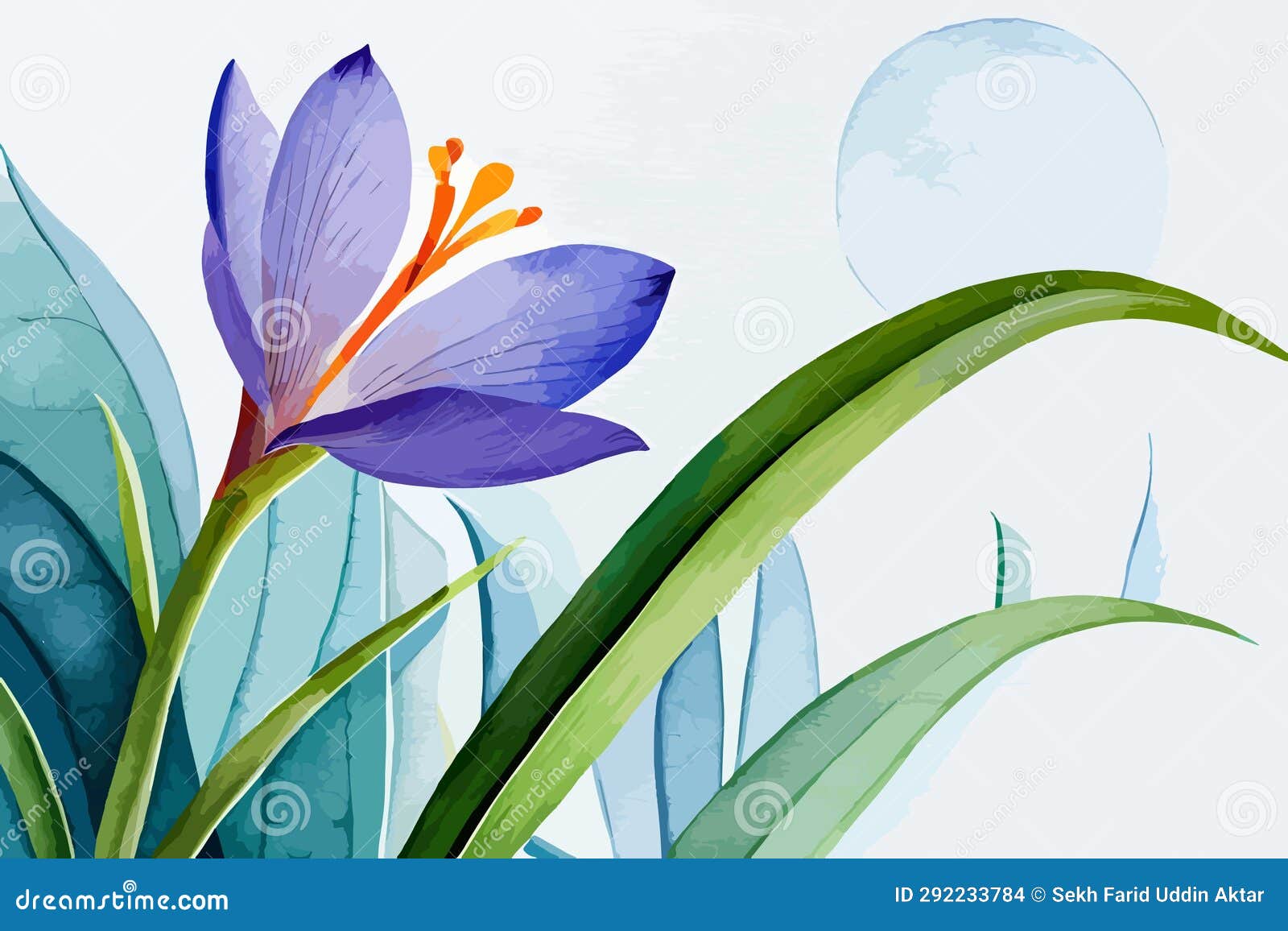 Crocus Flower Watercolor Art and Illustration Created with Ai Stock ...