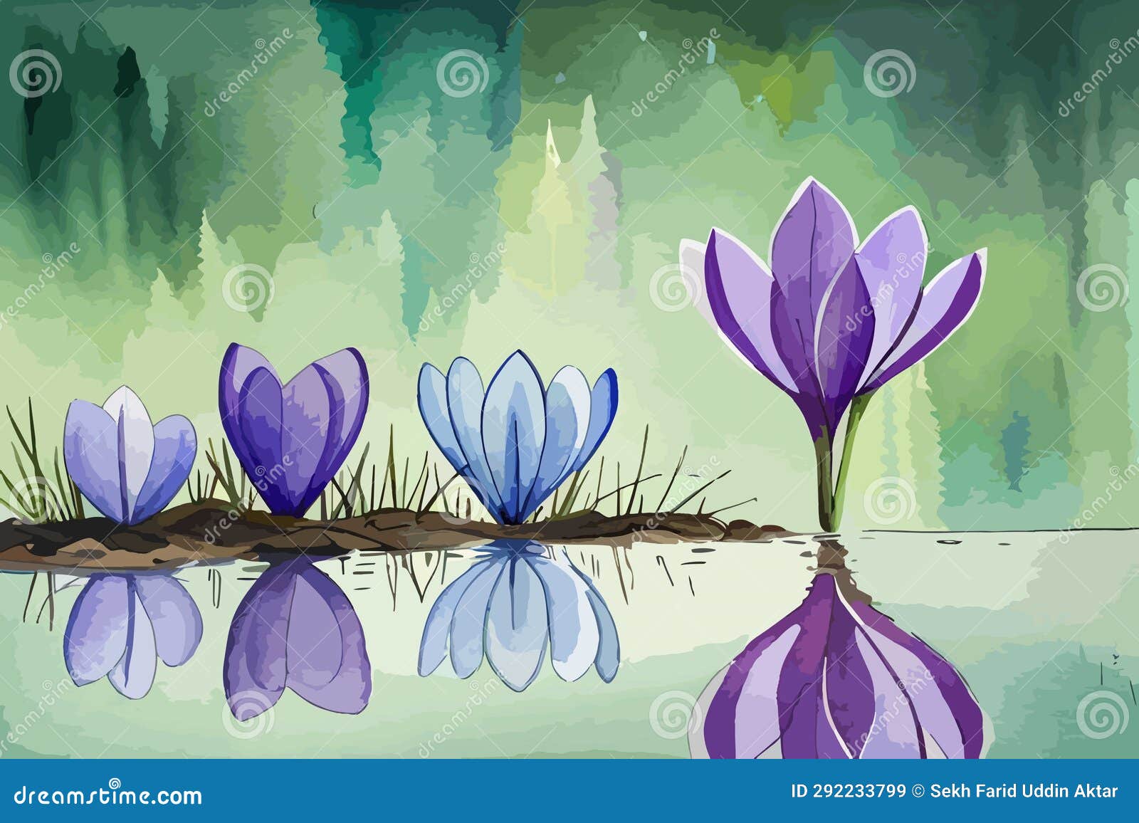 Crocus Flower Watercolor Art and Illustration Created with Ai Stock ...