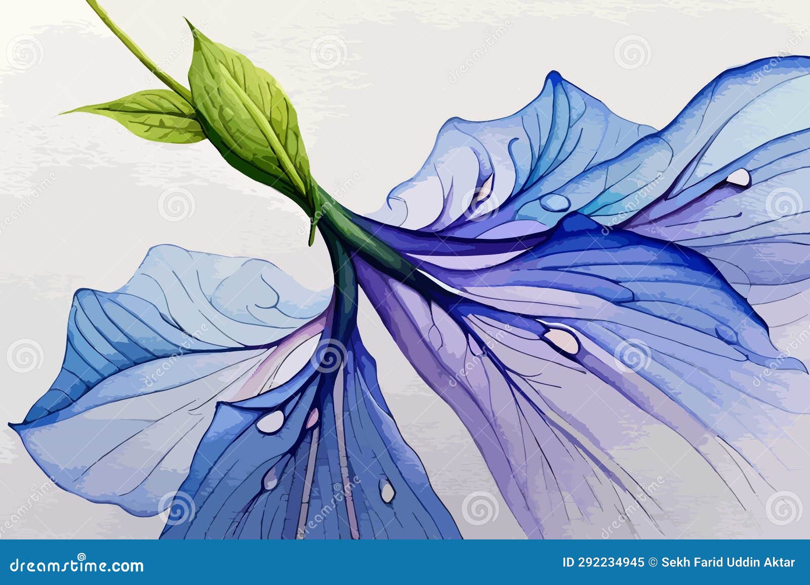 Clitoria Flower Watercolor Art and Illustration Created with Ai Stock ...