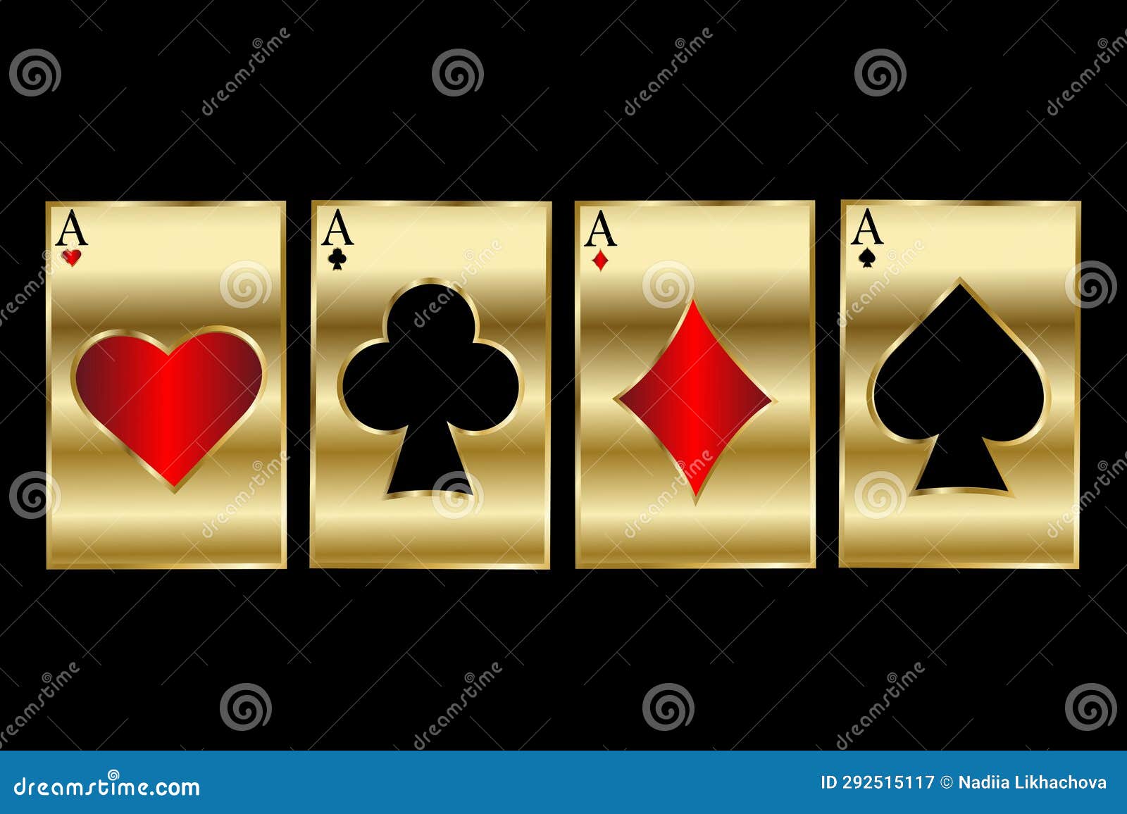 Cards. Set of Four Golden Aces for Playing Cards Stock Vector ...