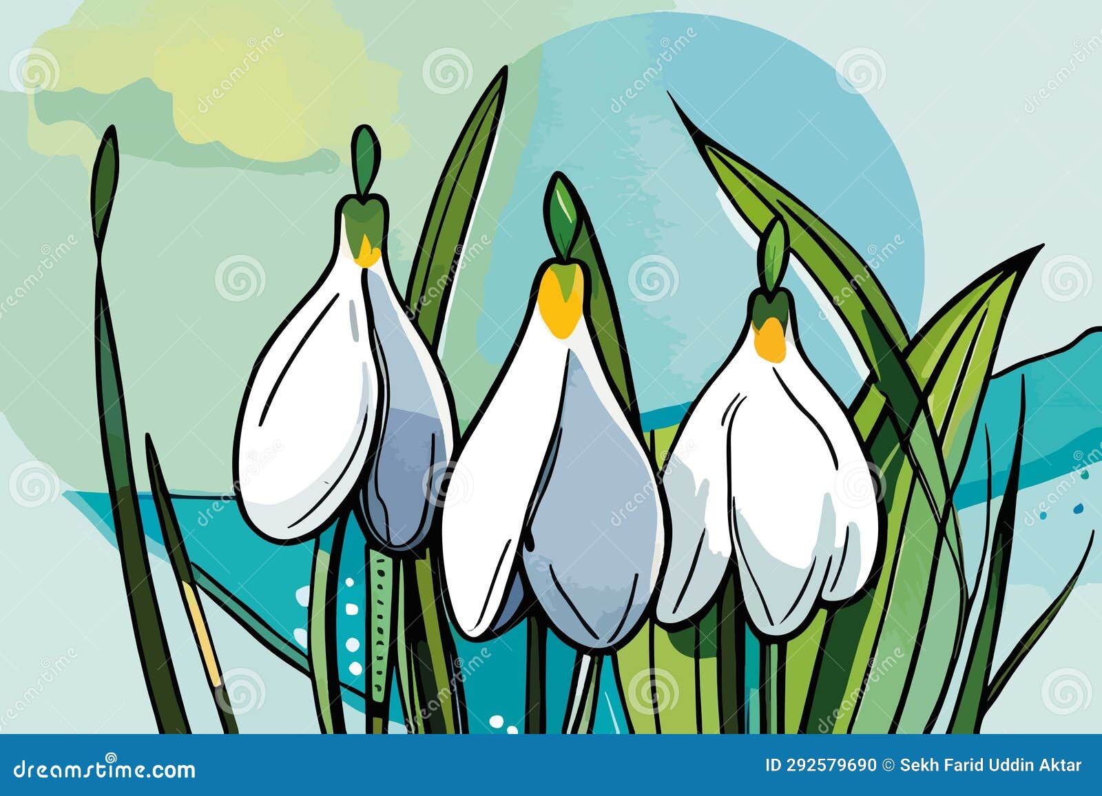 Snowdrop Flower Watercolor Art and Illustration Created with Ai Stock ...