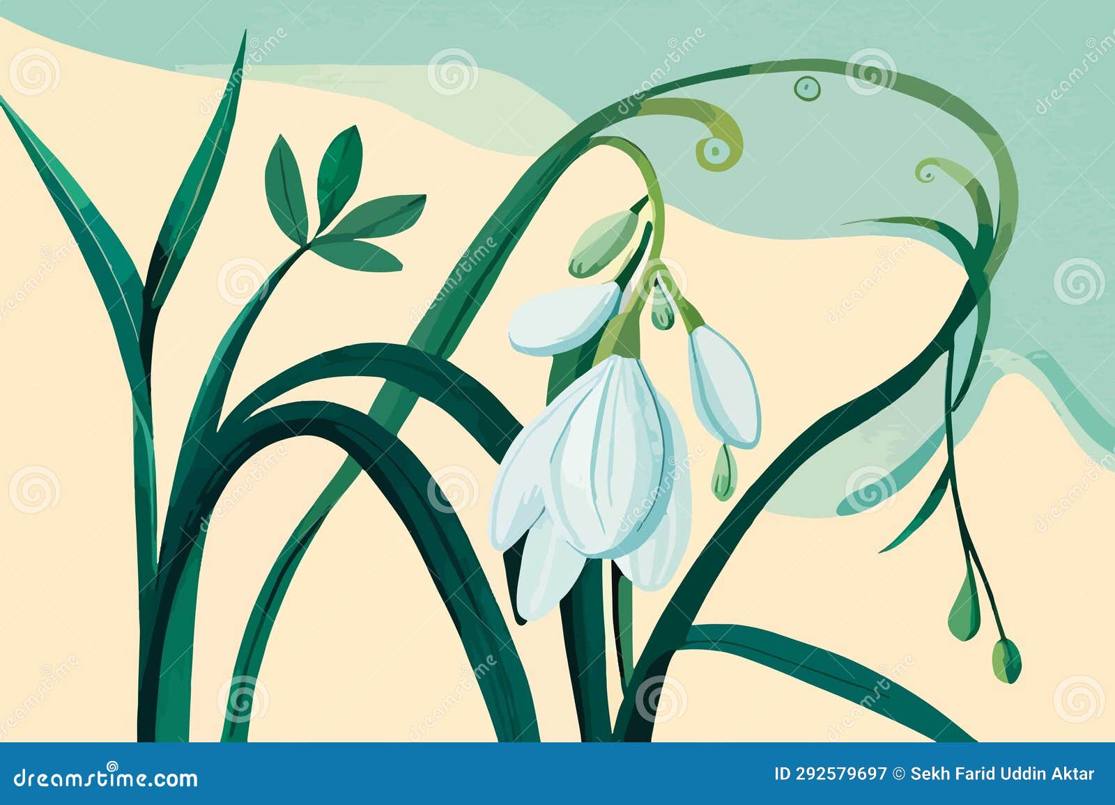 Snowdrop Flower Watercolor Art and Illustration Created with Ai Stock ...